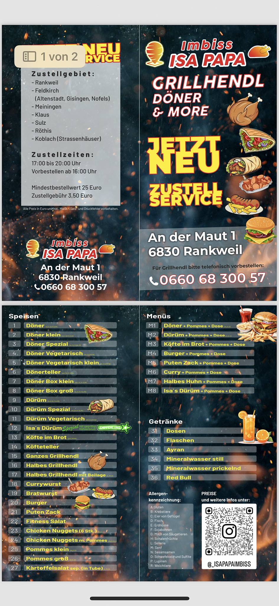 Menu au ISA PAPA Rankweil, Rankweil
