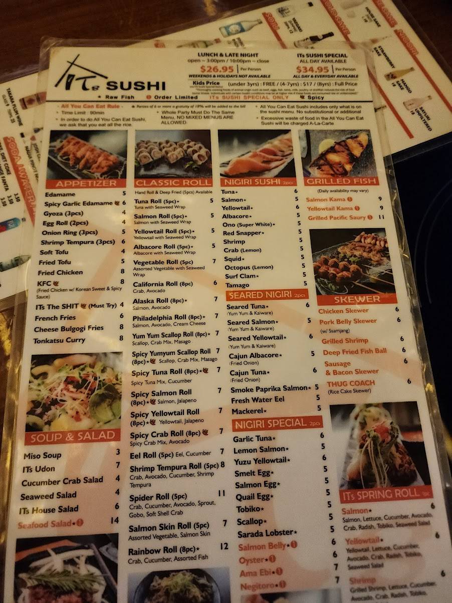 Menu at ITs SUSHI restaurant, Las Vegas, W Warm Springs Rd Suite 100