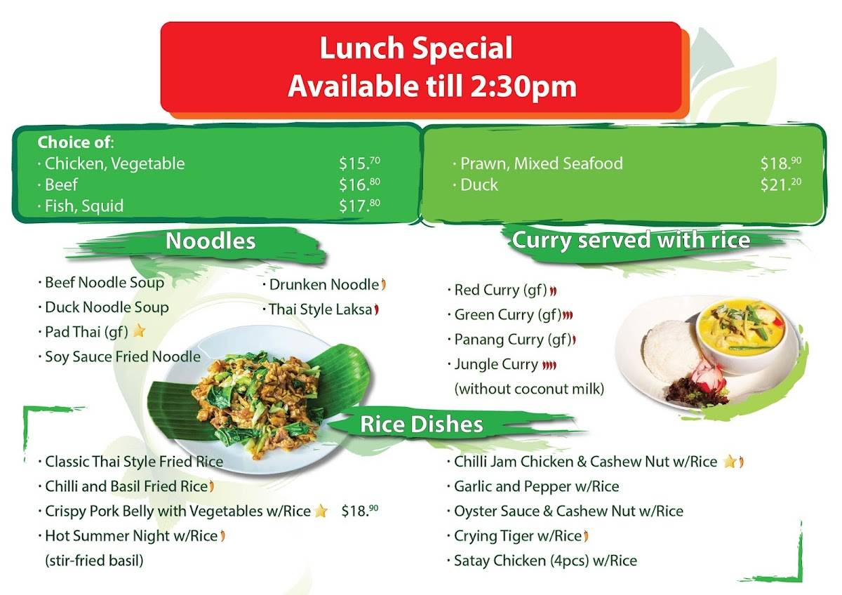 Menu at Summerie's Thai - Idalia restaurant, Idalia, 12-18 Village Dr