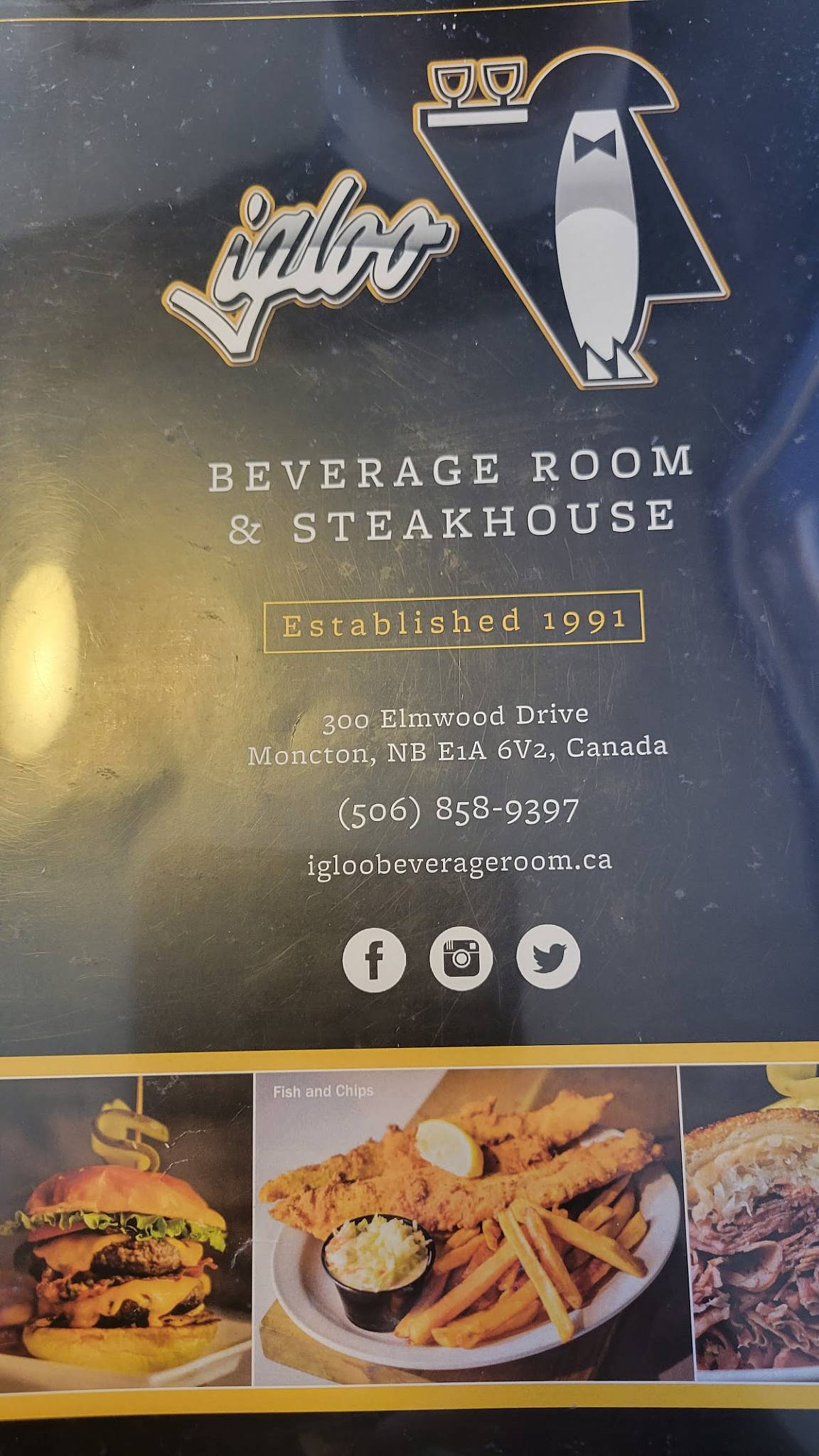 Menu at Igloo Beverage Room pub & bar, Moncton