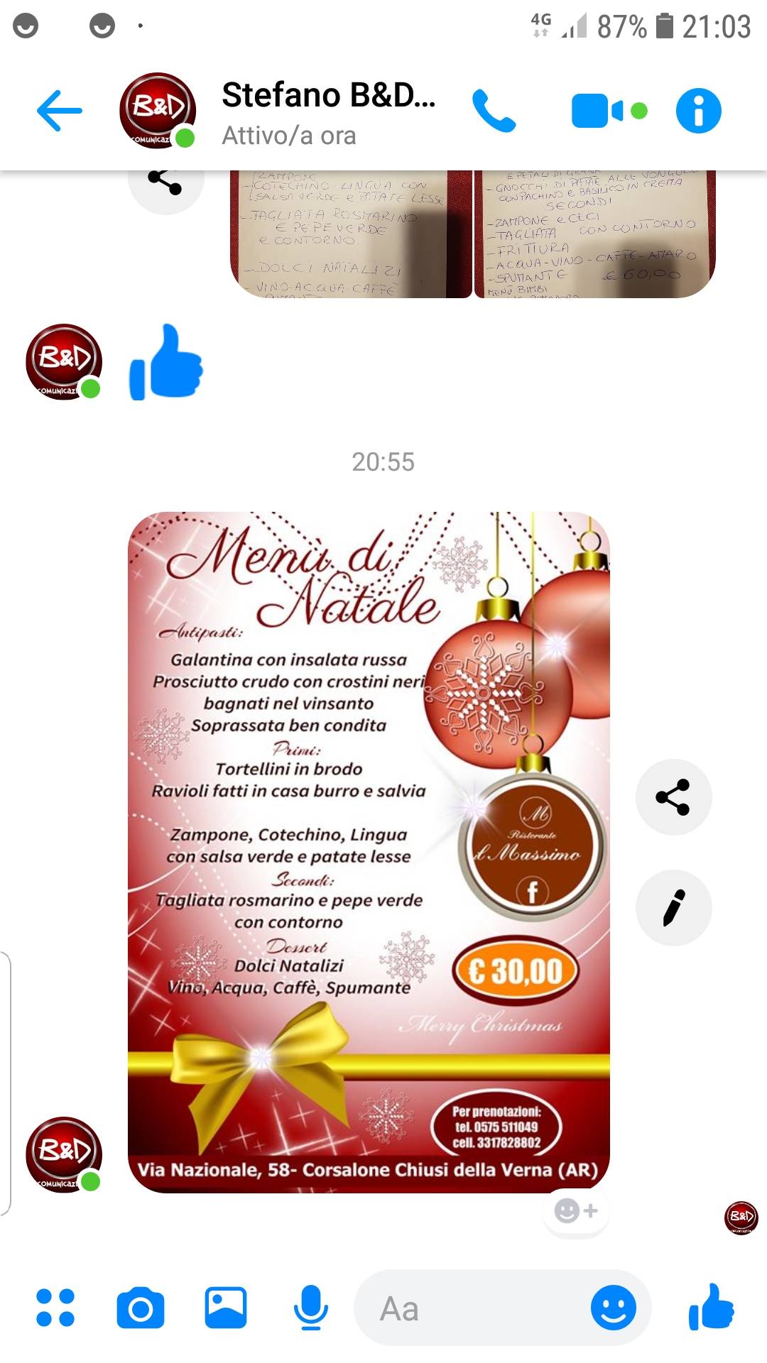 Menu da Il Massimo ristorante, Corsalone