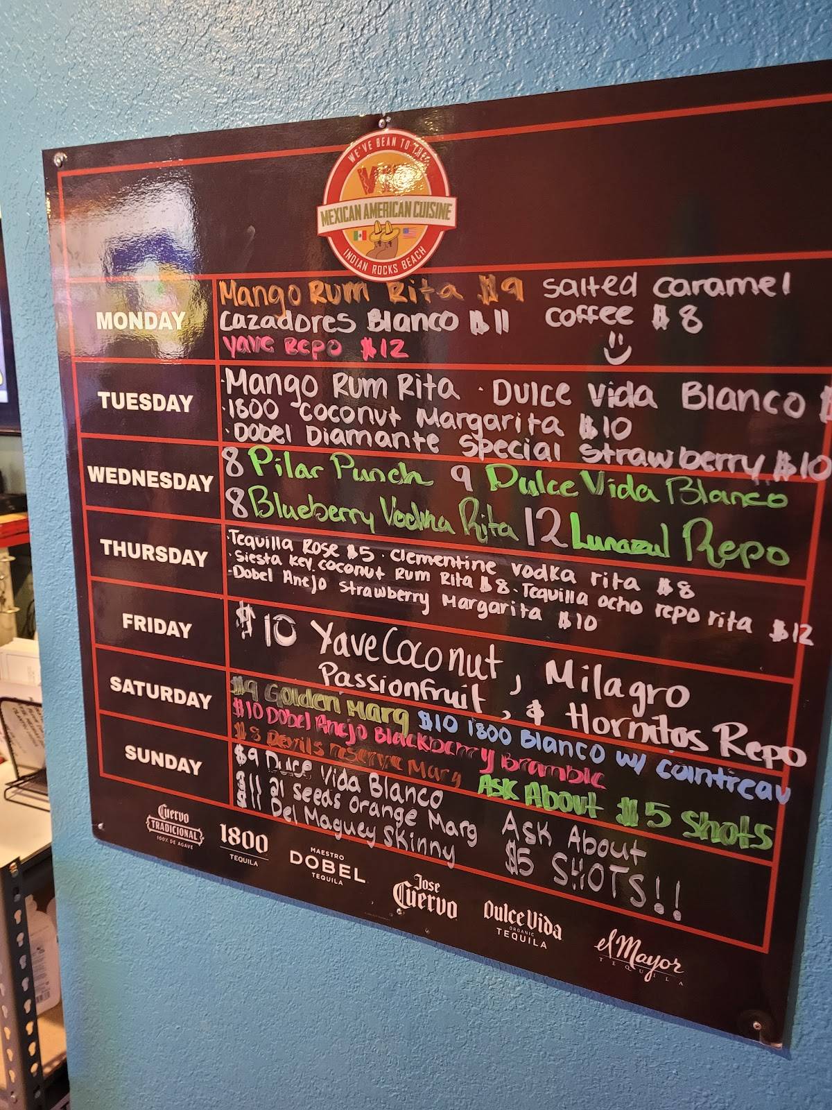 Menu at VIP Mexican American Cuisine IRB restaurant, Indian Rocks Beach
