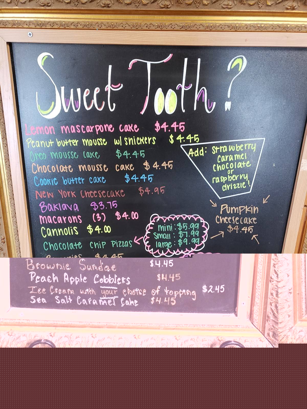 Menu at Inman House of Pizza restaurant, Inman