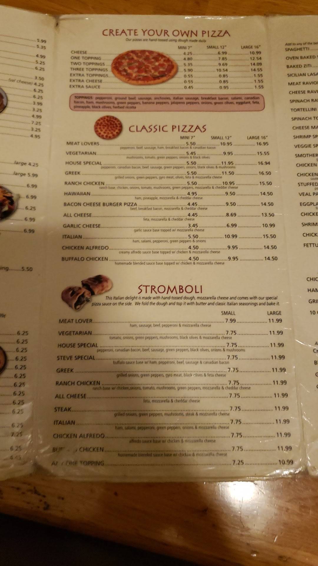 Menu at Inman House of Pizza restaurant, Inman
