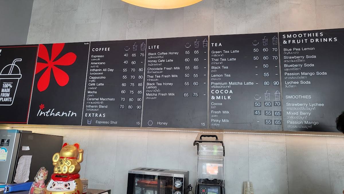Menu at ร้านกาแฟ Inthanin บางจาก ลำลูกกา-คลอง 4 cafe, Lat Sawai