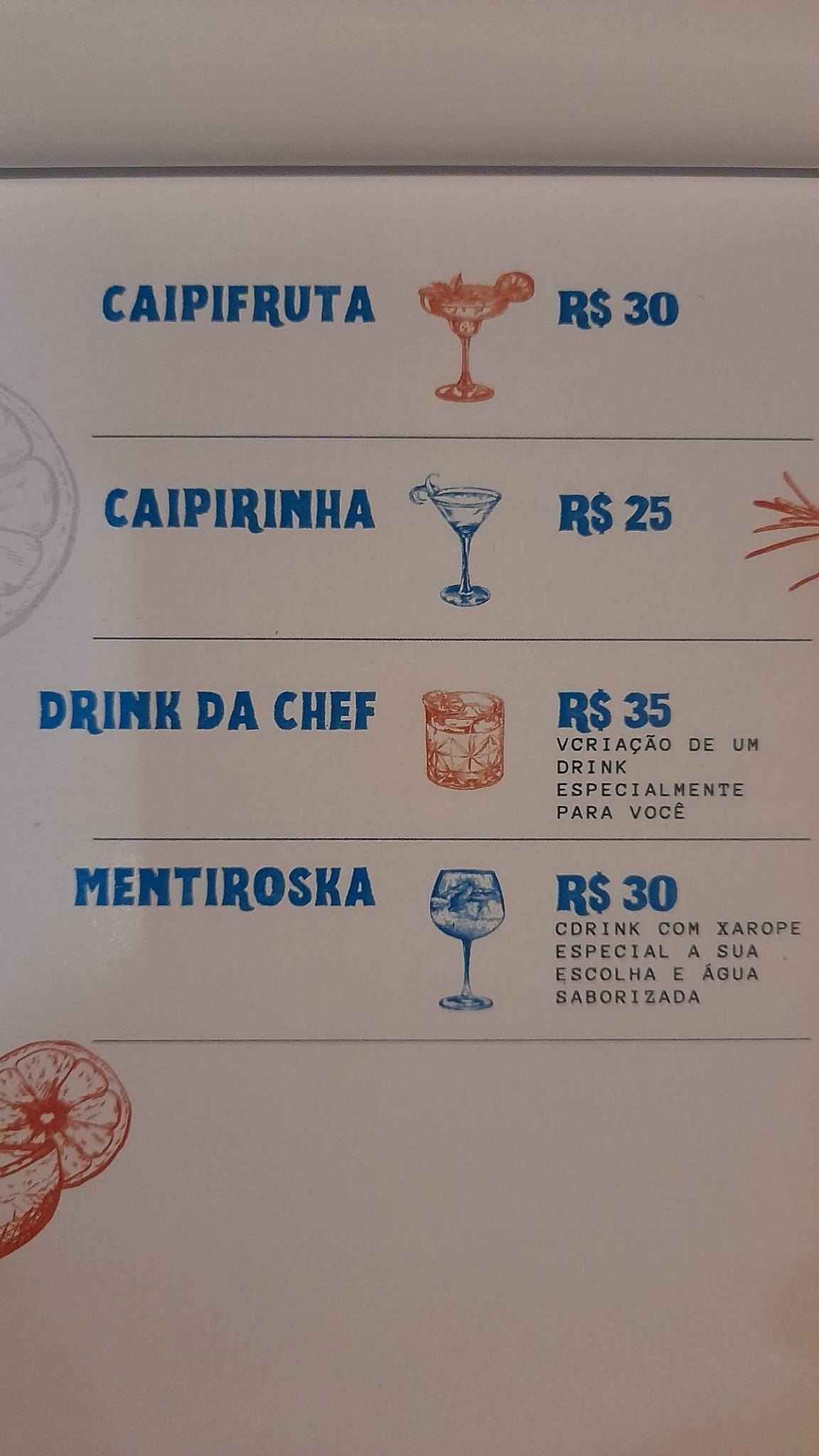 Menu at Muro Alto Roof Top Lounge Bistro restaurant, Ipojuca