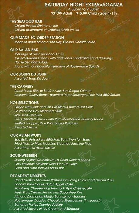 Menu at Island Buffet, Reno, 2707 S Virginia St.