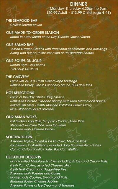 Menu at Island Buffet, Reno, 2707 S Virginia St.