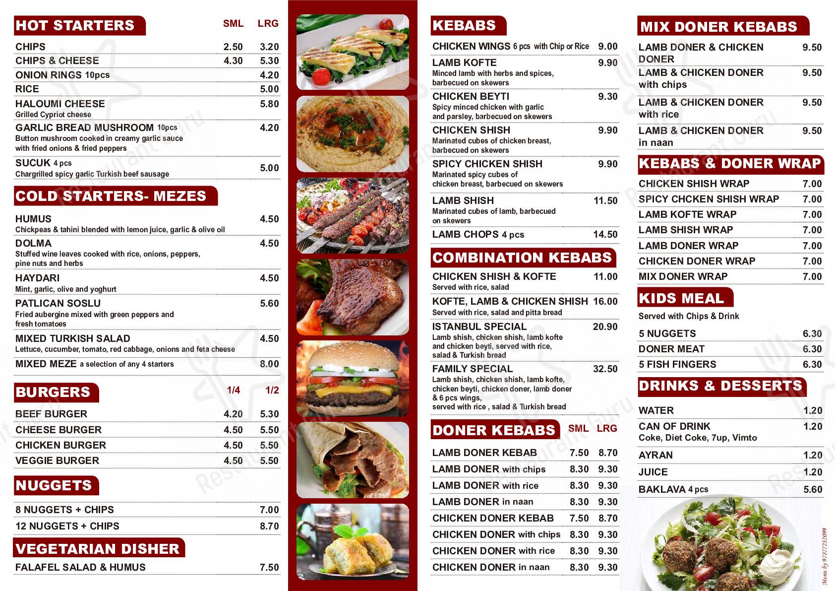 Menu at Istanbul Turkish BBQ, Wellingborough
