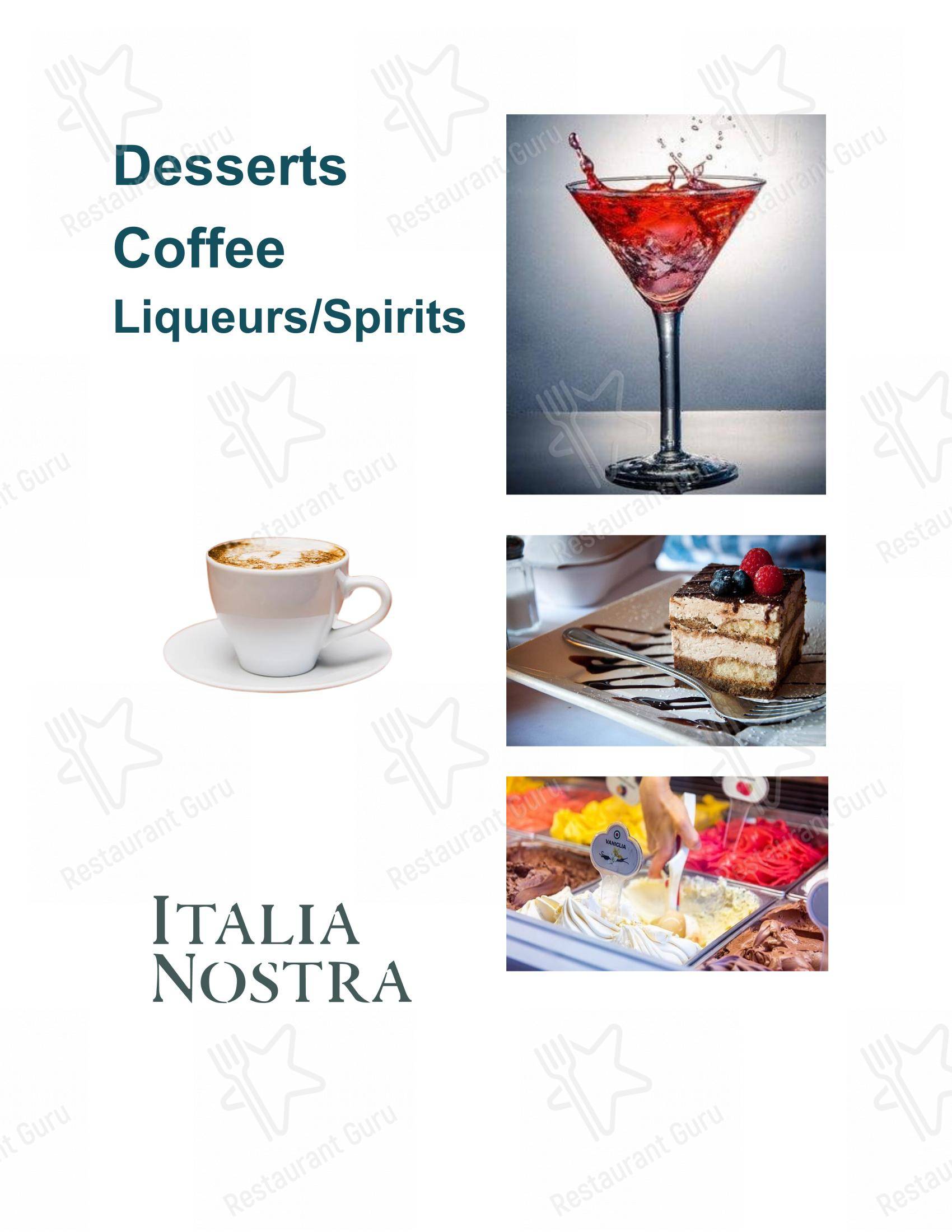 Menu at Italia Nostra restaurant, Norwich