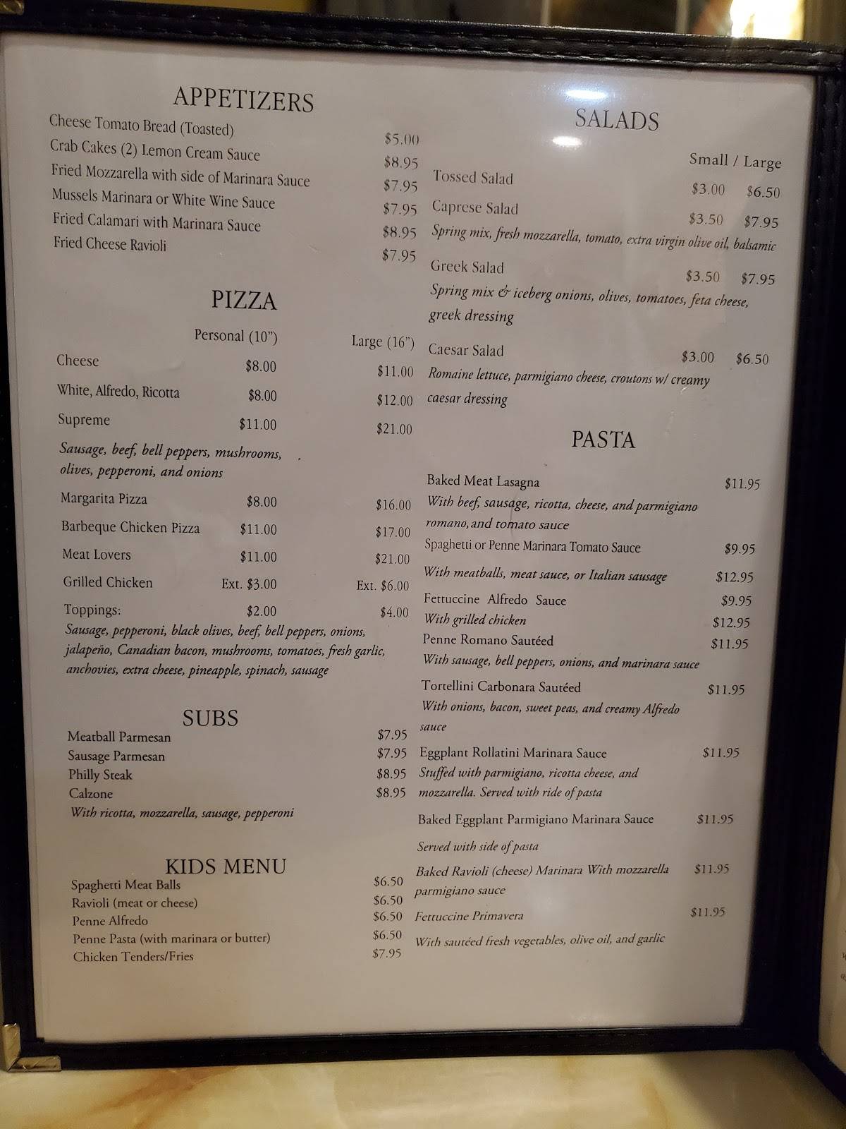 Menu at Italian Garden Restaurant, Canyon Lake