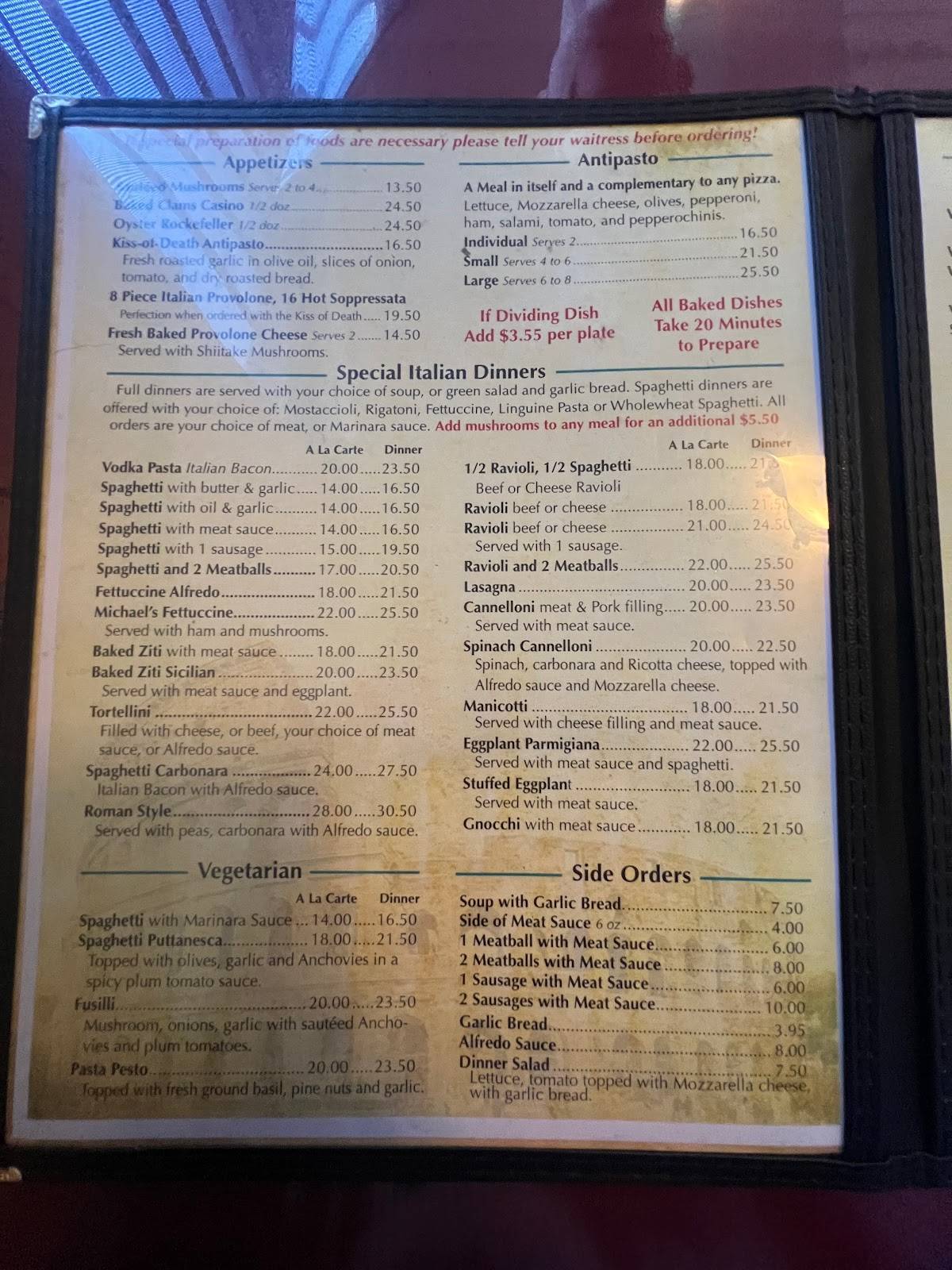 Menu at Italian Kitchen pizzeria, Hesperia, Yucca St