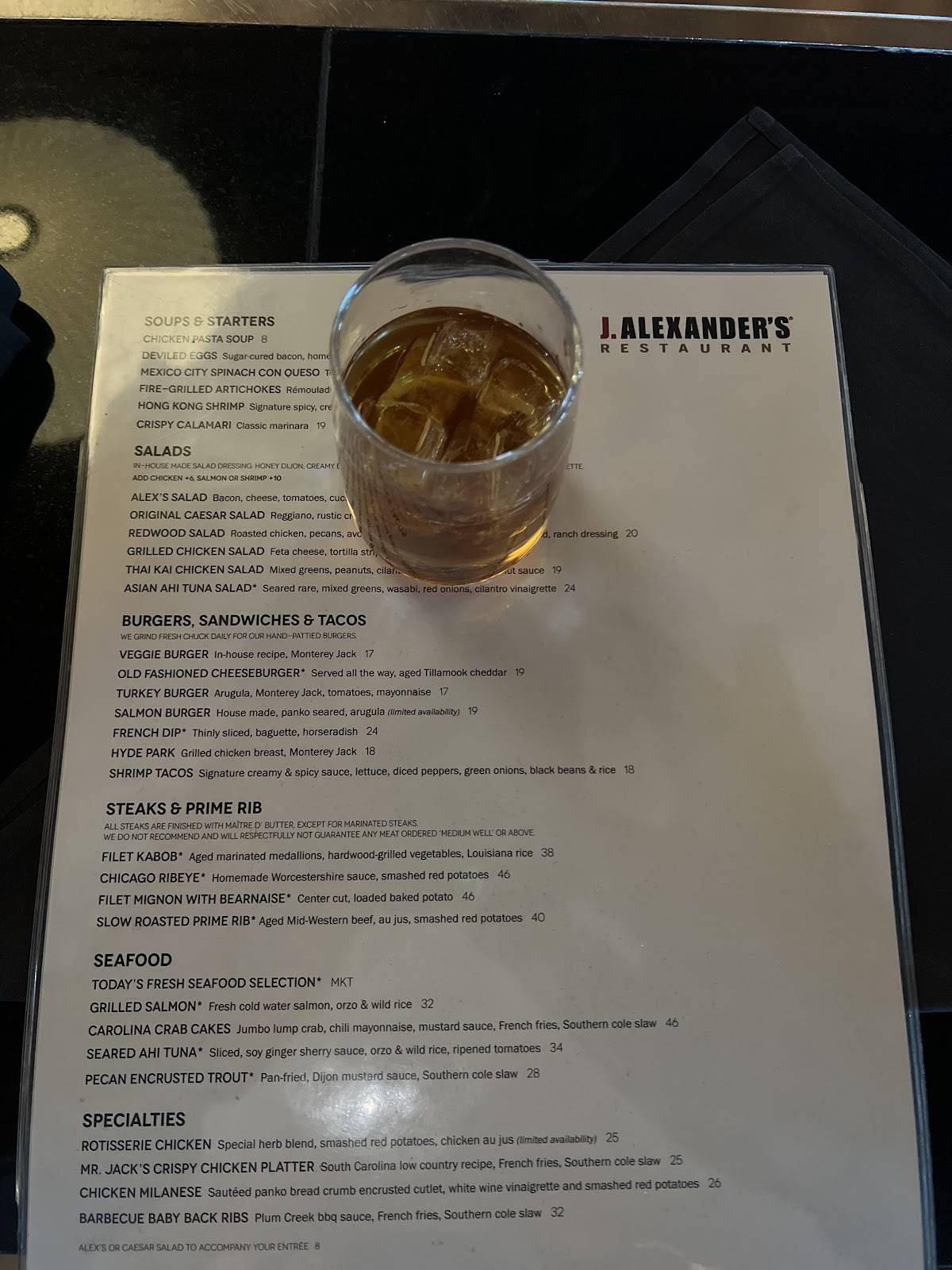Menu at J. Alexander's Restaurant, Northbrook, Lake Cook Rd