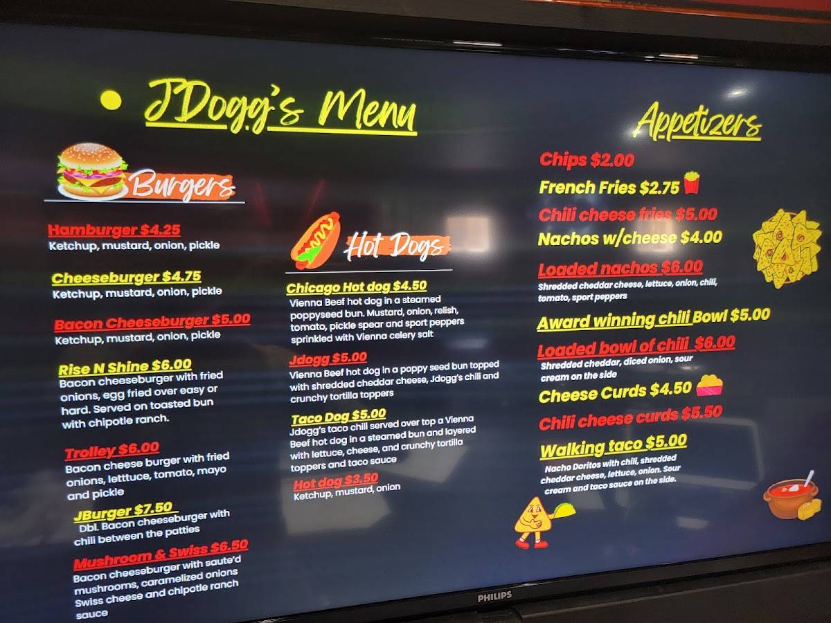 Menu at J Doggs restaurant, Shawano
