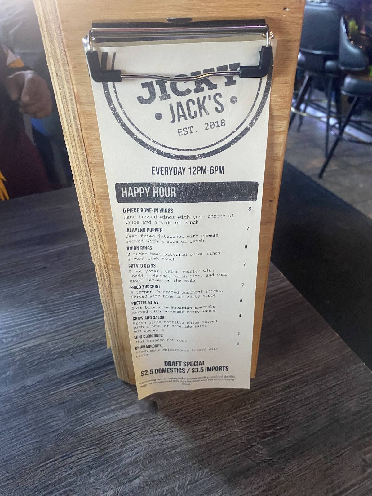Menu at JJs Bar and Billiard, Phoenix