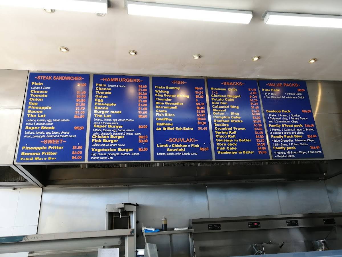 Menu at JJ's Fish & Chips restaurant, Doncaster East
