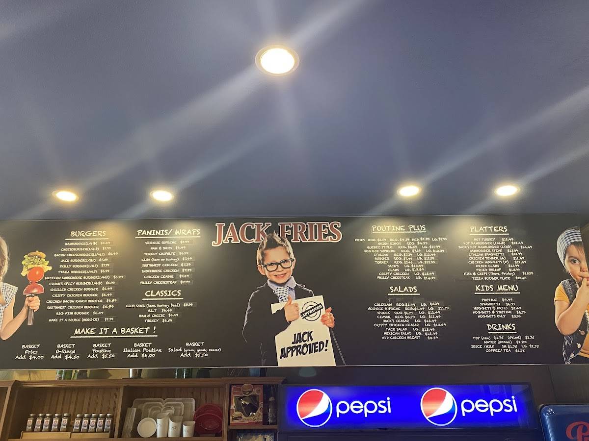 Menu at Jack Fries fast food, Grand Falls