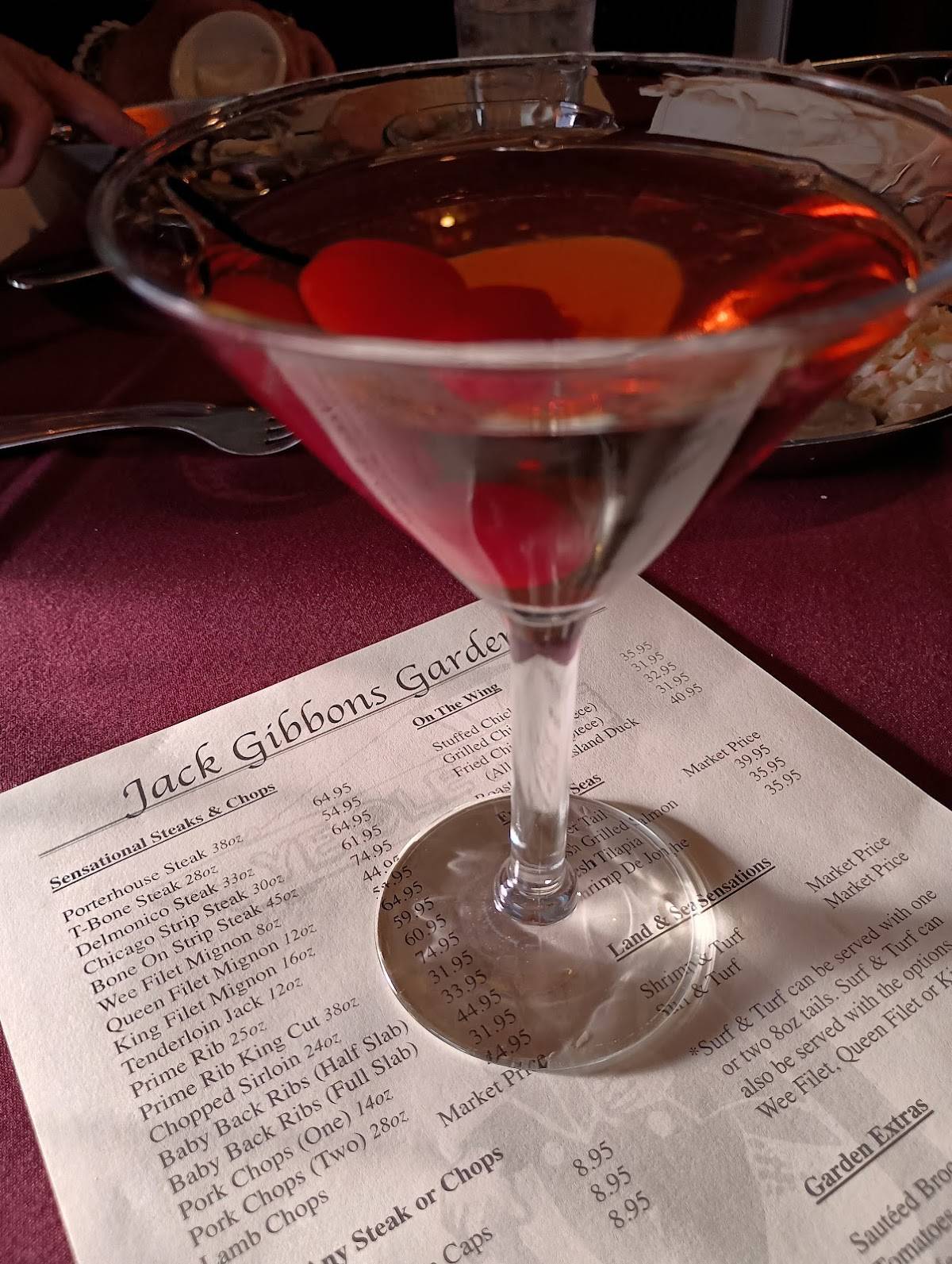 Menu at Jack Gibbons Gardens steakhouse, Oak Forest