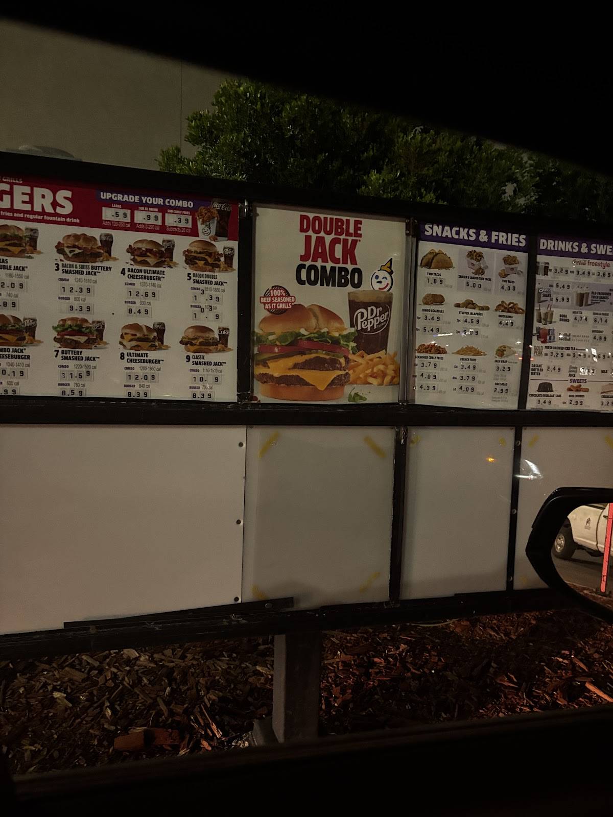 Menu at Jack in the Box fast food, Odessa, E 42nd St
