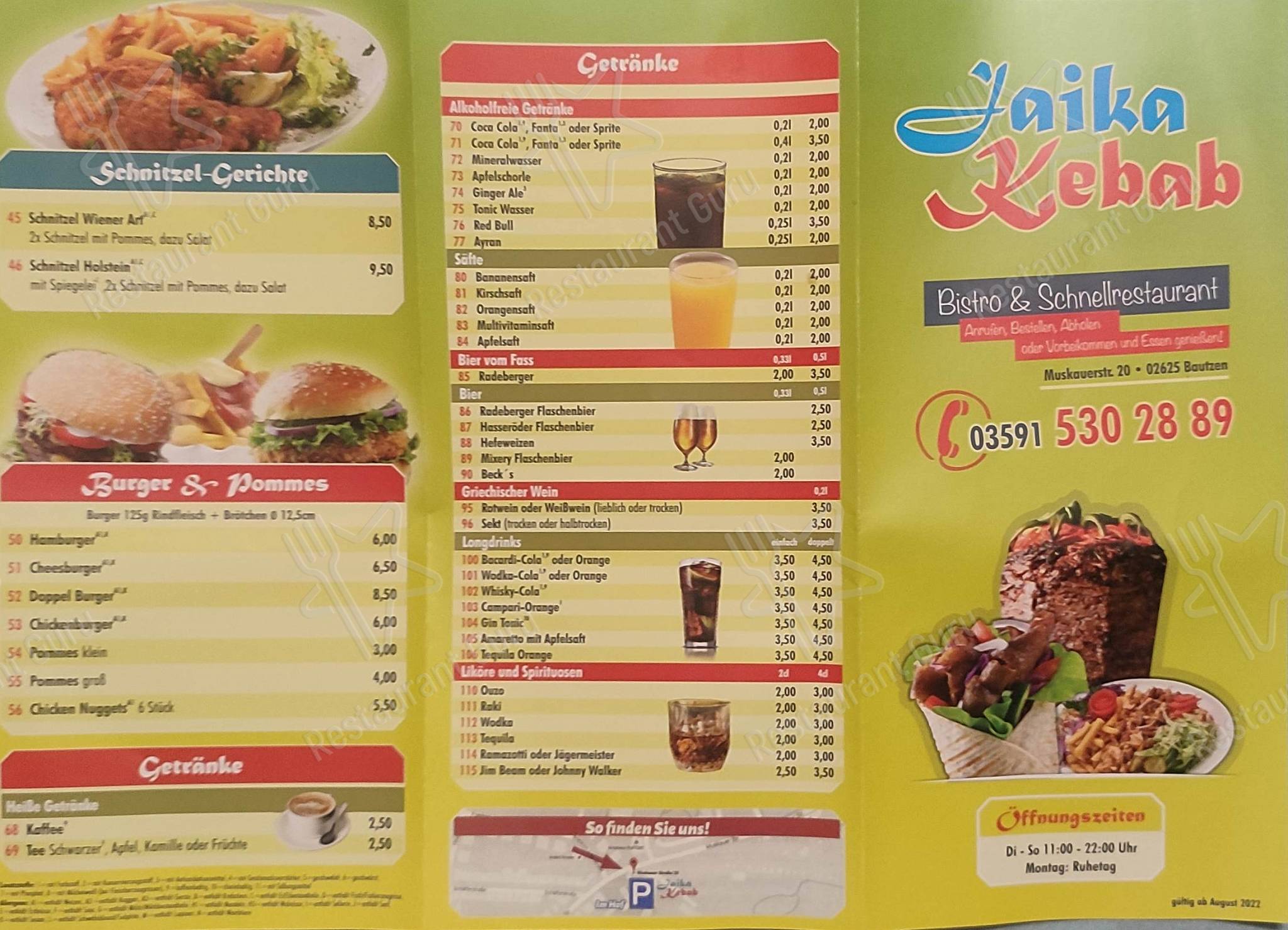 Speisekarte von Jaika Kebab Bautzen restaurant, Bautzen