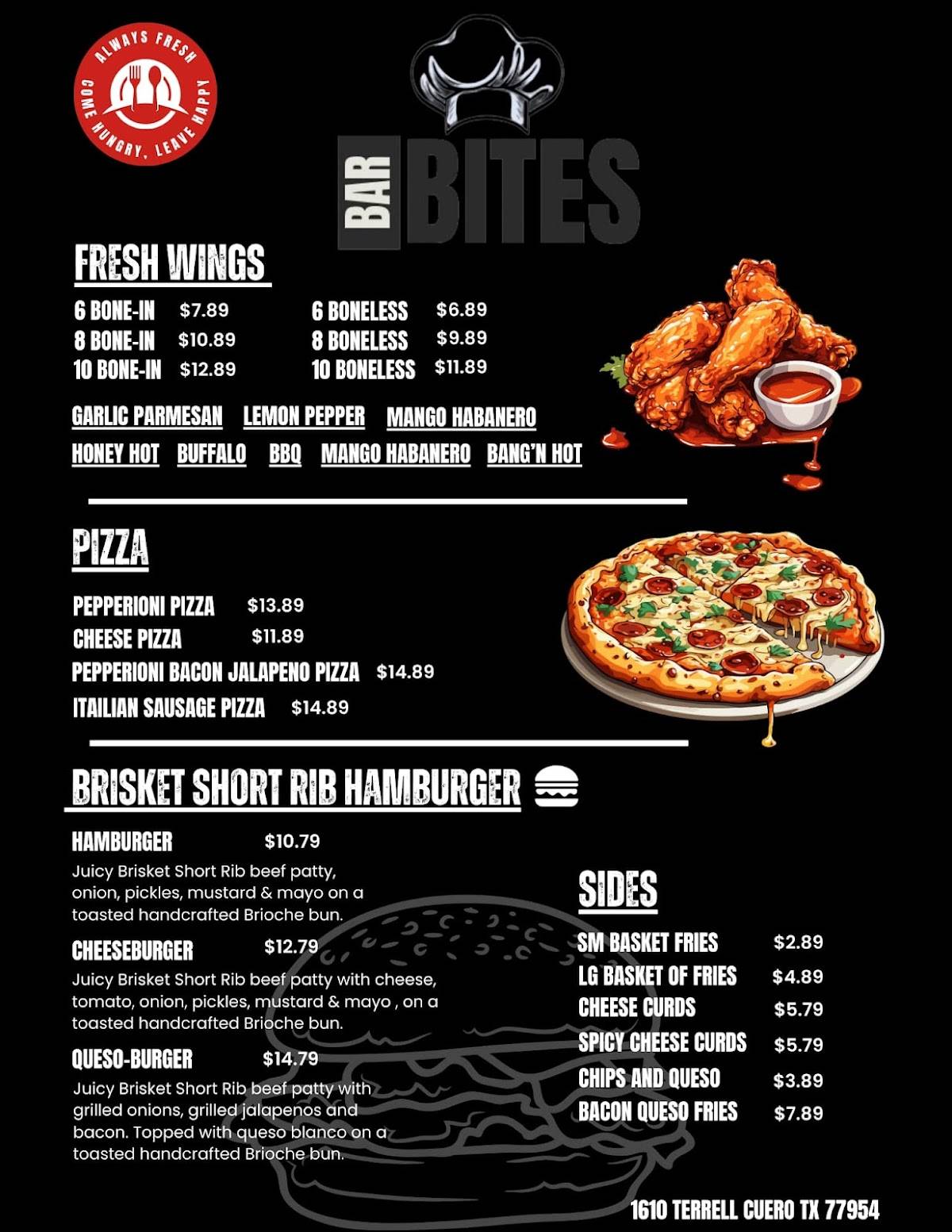 Menu at JailBreak Bar, Cuero