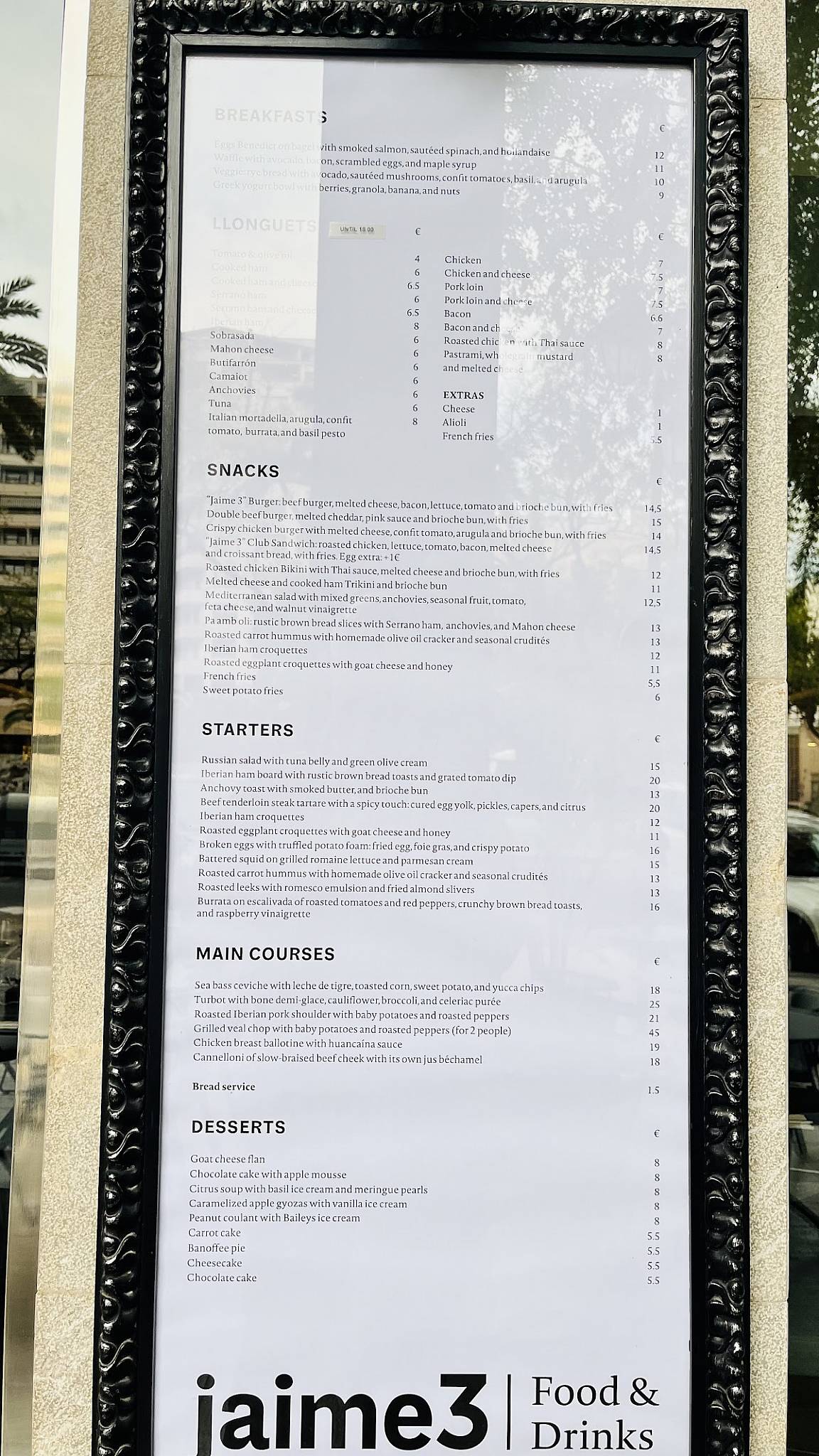 Carta del restaurante Jaime III Food & Drinks, Palma del Mallorca