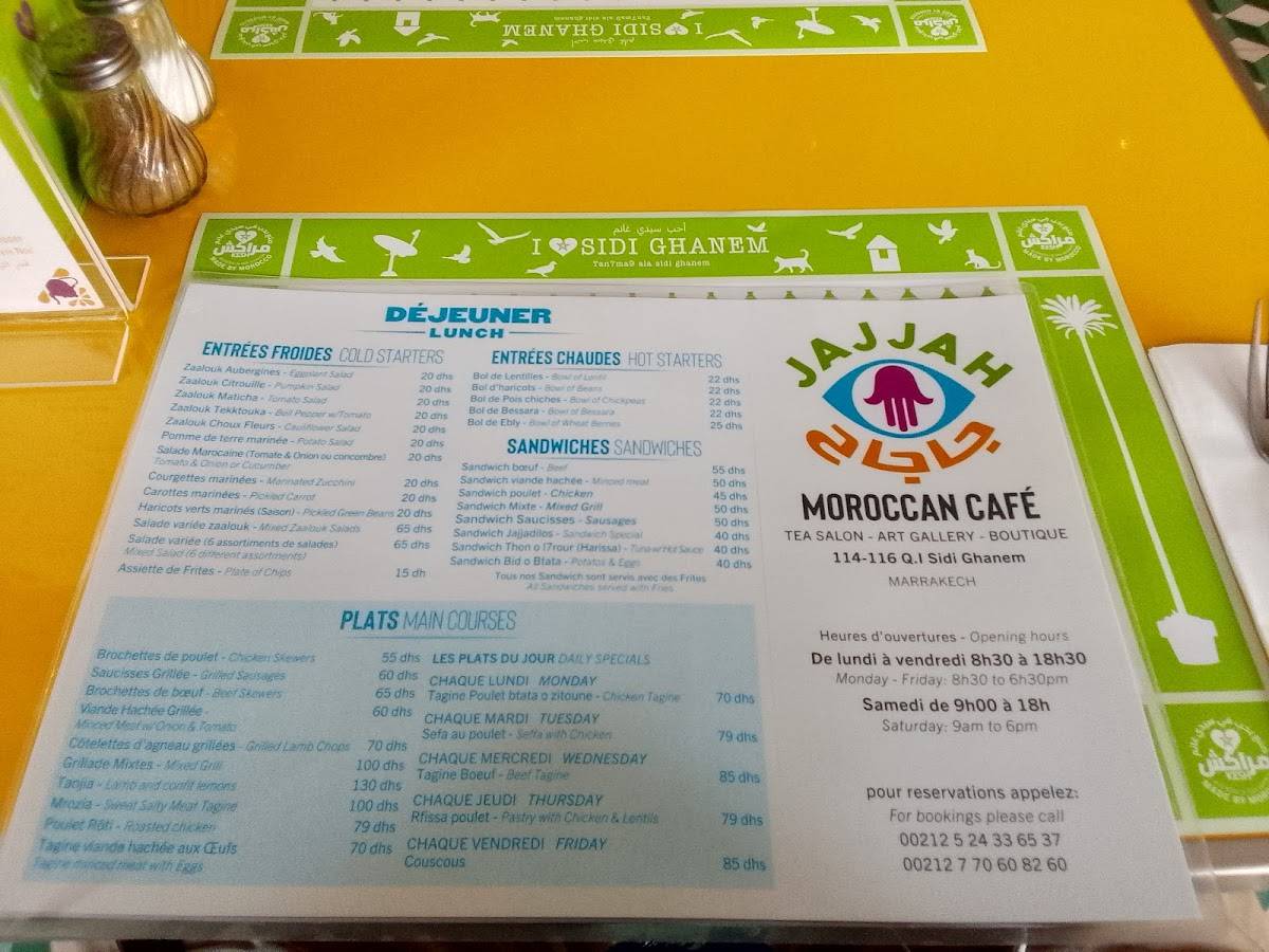 Menu at Jajjah by Hassan Hajjaj restaurant, Marrakesh