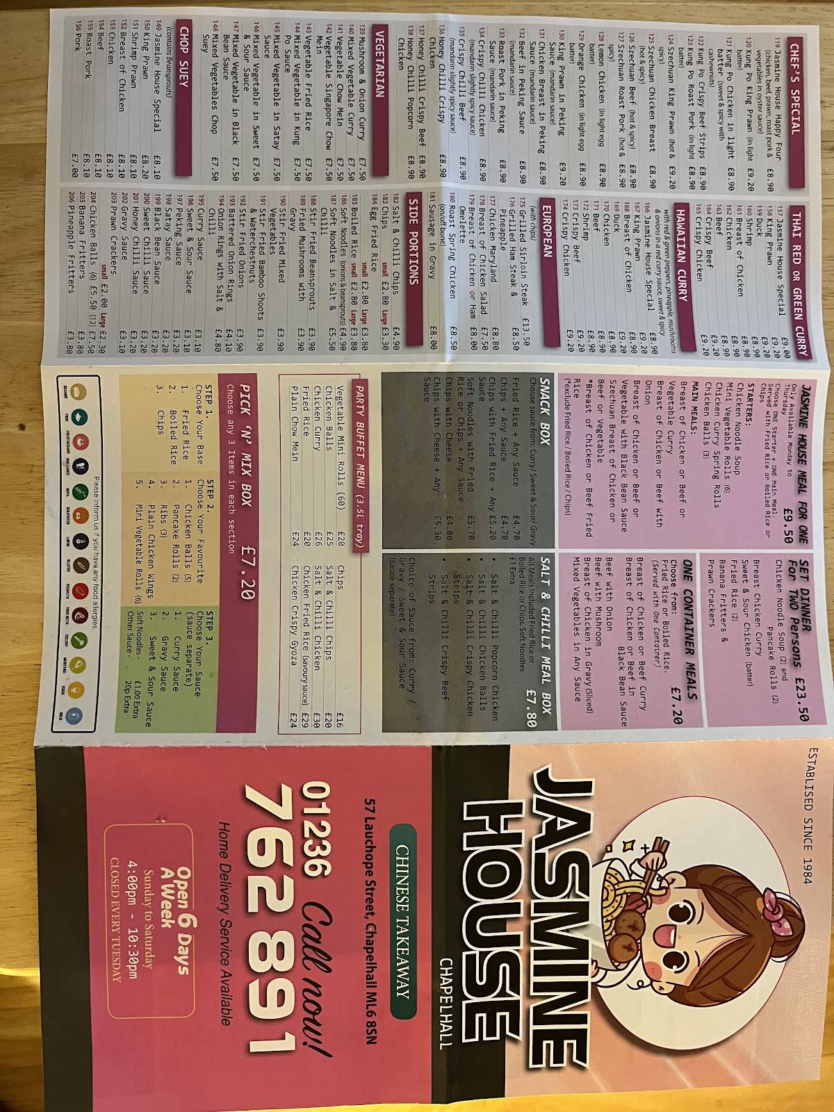 Menu at Jasmine House fast food, Airdrie