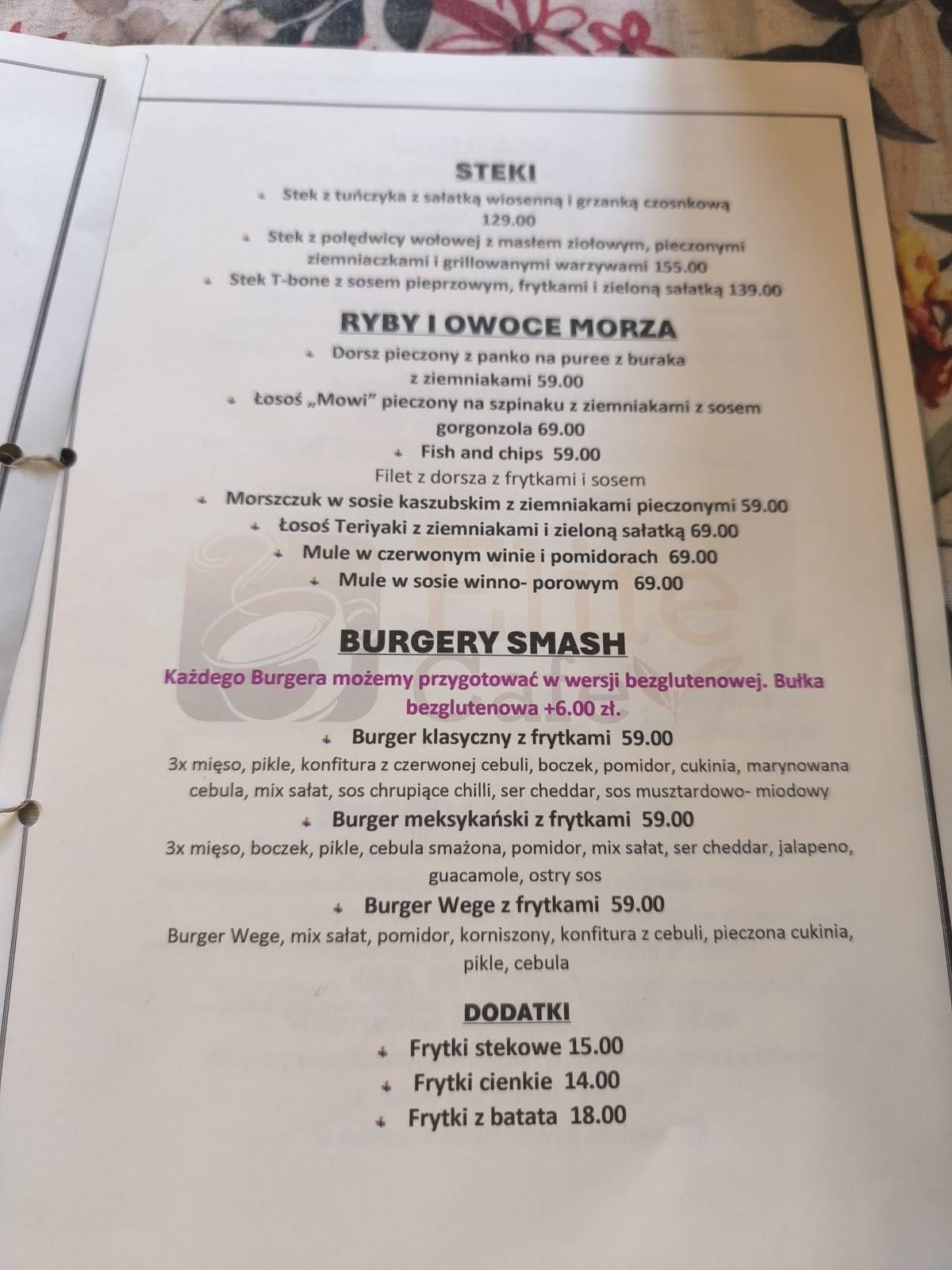 Menu at Restauracja Elite Cafe & Restaurant, Jastarnia