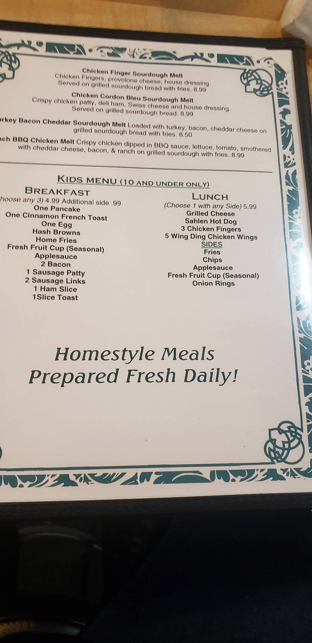 Menu at Jenna's 4th St Cafe, Dunkirk