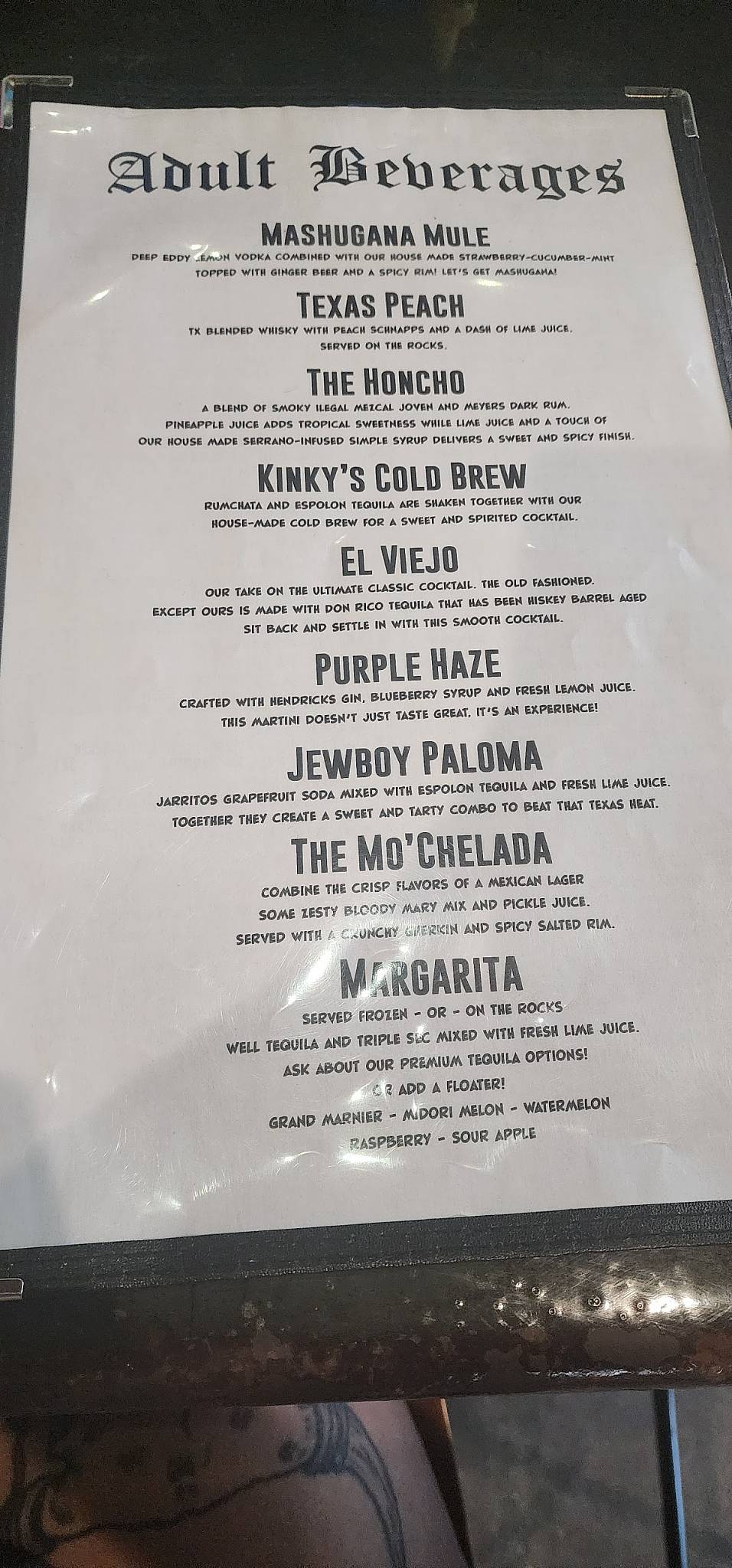 Menu at JewBoy Sub Shop restaurant, Austin