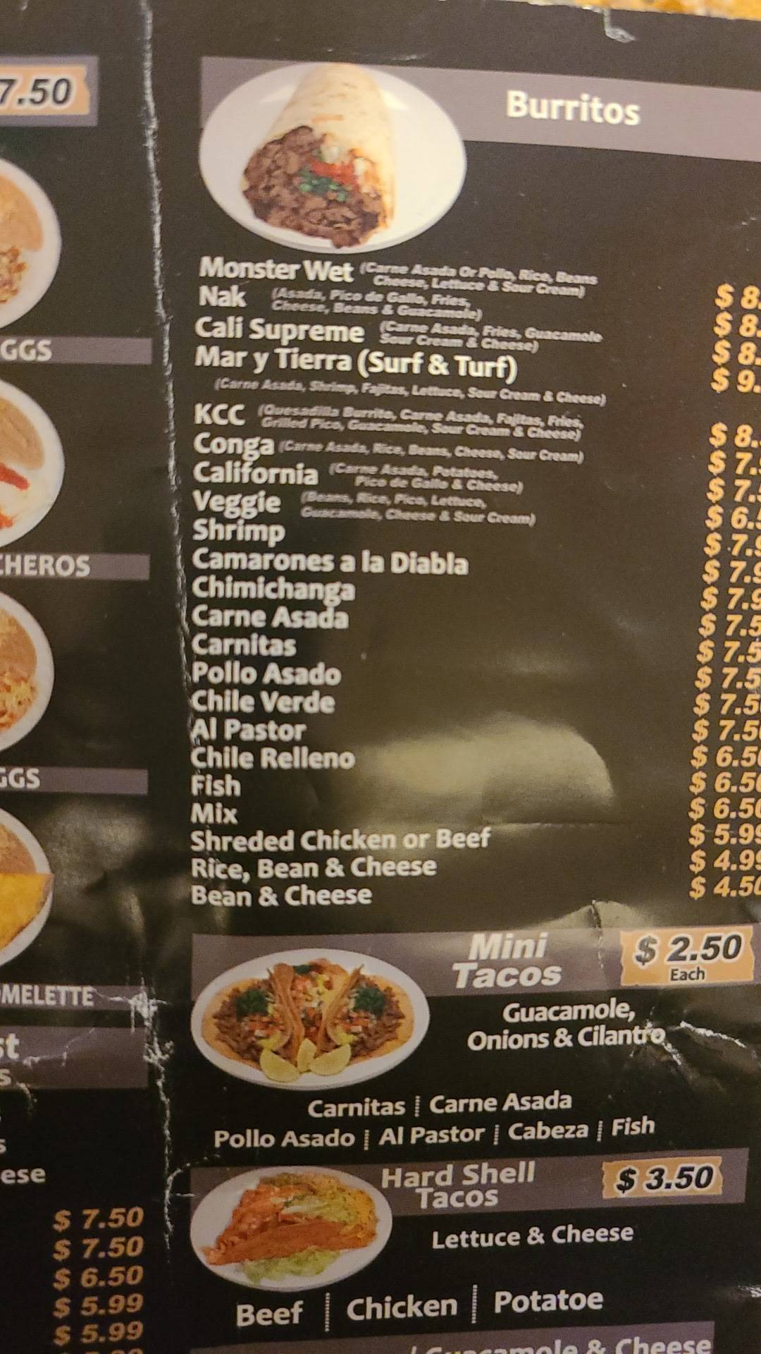 Menu at Jilberto's Taco Shop restaurant, Valley Center, Valley Center Rd