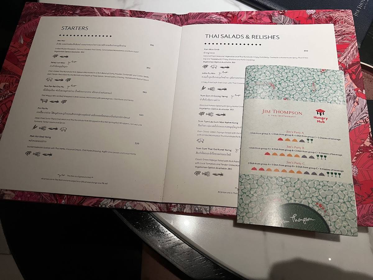 Menu at Jim Thompson, A Thai Restaurant, Bangkok