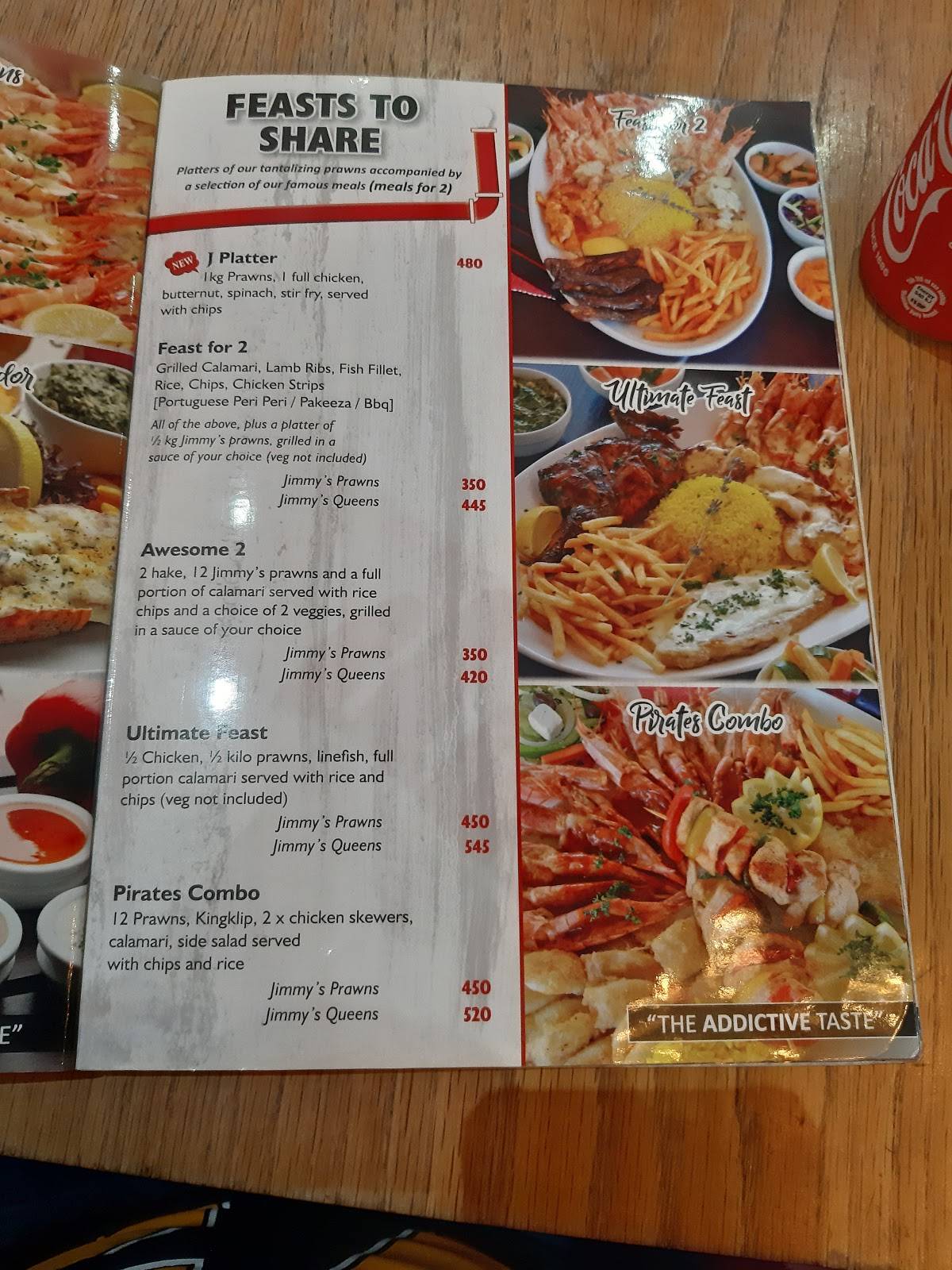 Menu at Jimmy's Killer Prawns Gateway restaurant, Umhlanga, Shop G340 ...