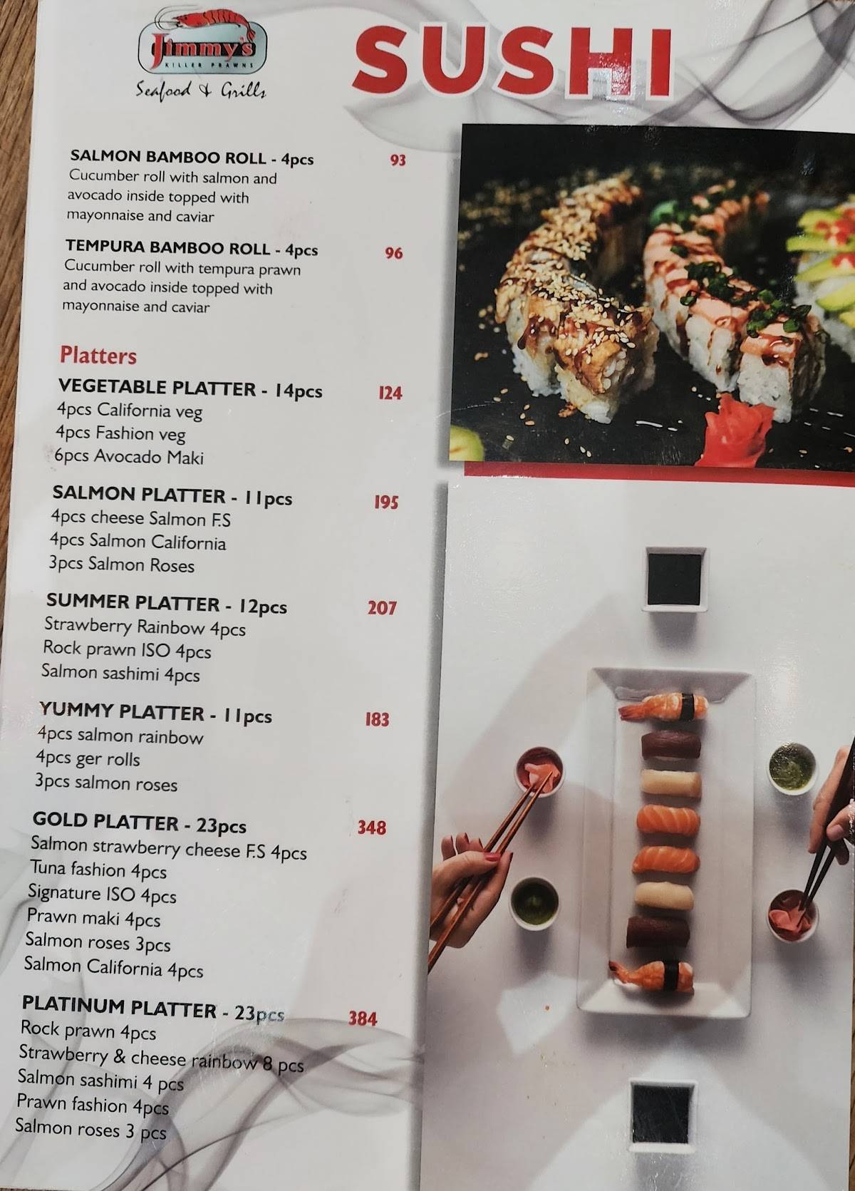 Menu at Jimmy's Killer Prawns Gateway restaurant, Umhlanga, Shop G340 ...