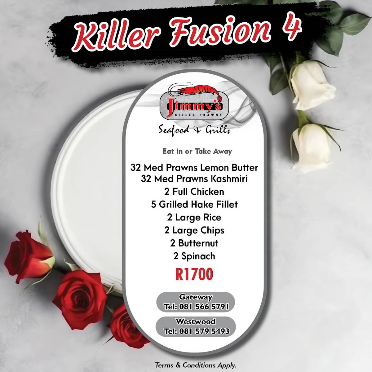 Menu at Jimmy's Killer Prawns Westwood restaurant, Durban, Shop L45