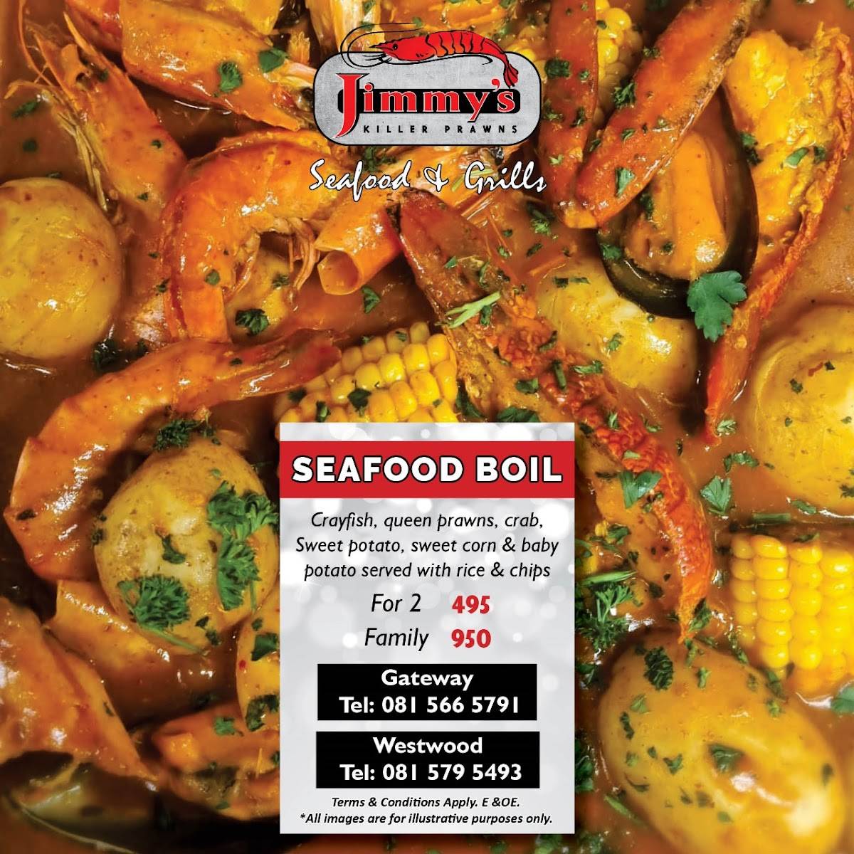 Menu at Jimmy's Killer Prawns Westwood restaurant, Durban, Shop L45