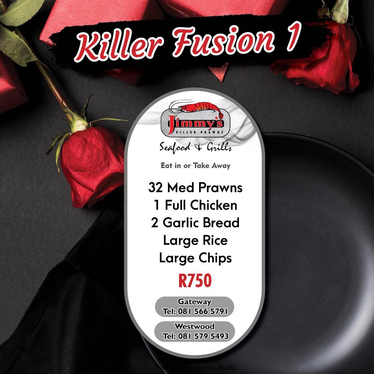 Menu at Jimmy's Killer Prawns Westwood restaurant, Durban, Shop L45