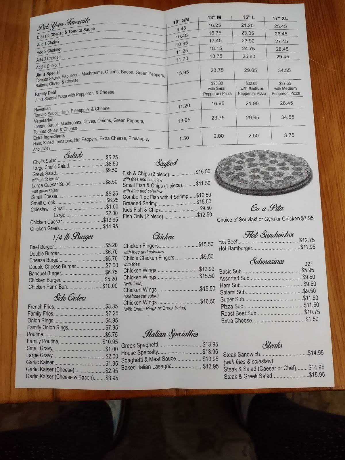 Menu at Jimmy's Special Pizza & Fish & Chips pizzeria, Stirling, 2 W ...