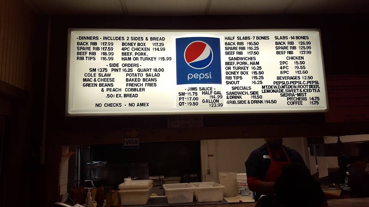 Menu at Jim's Rib Haven BBQ, Rock Island