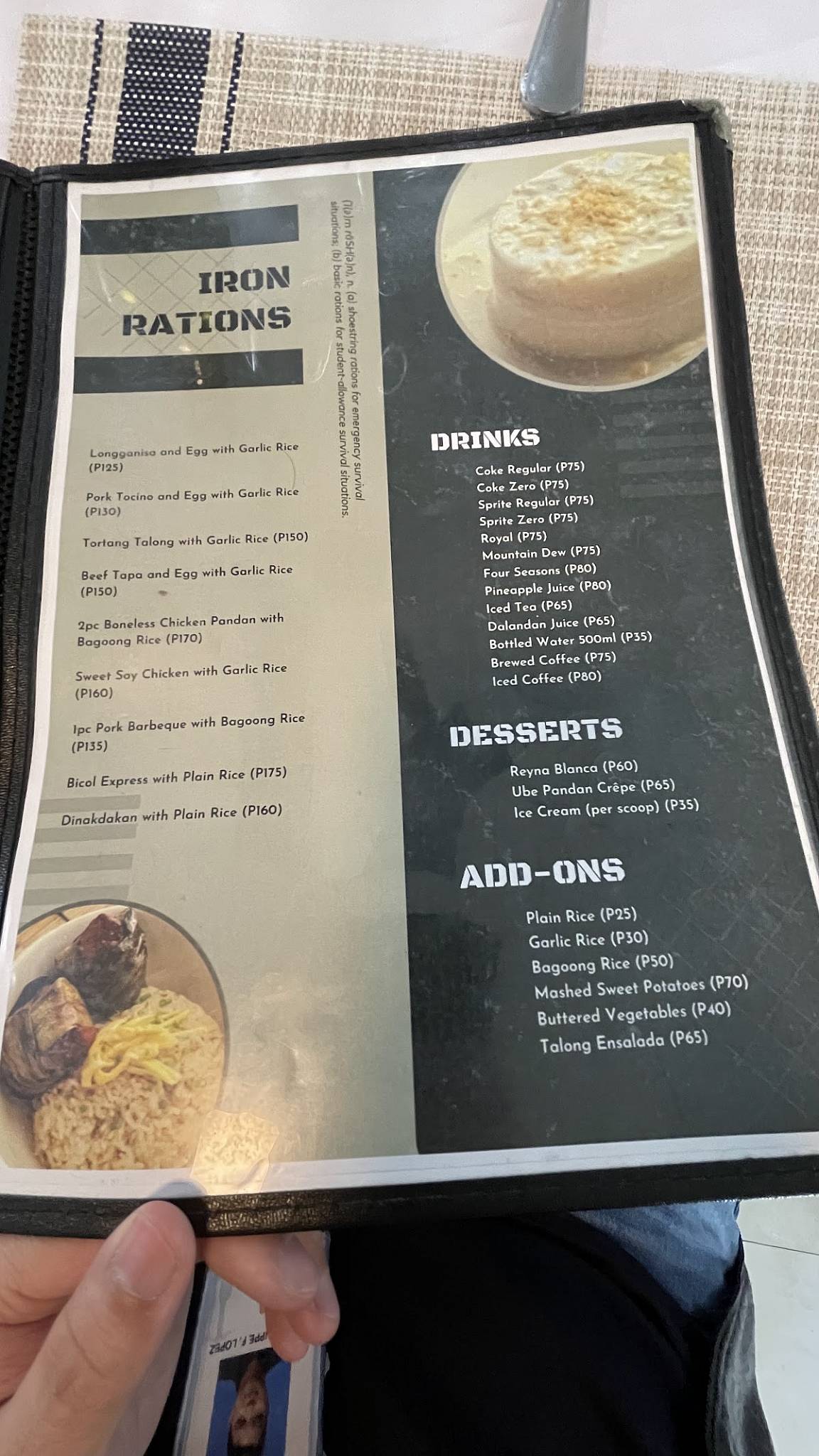 Menu at JoeMag's (Magno Hall) restaurant, Quezon City