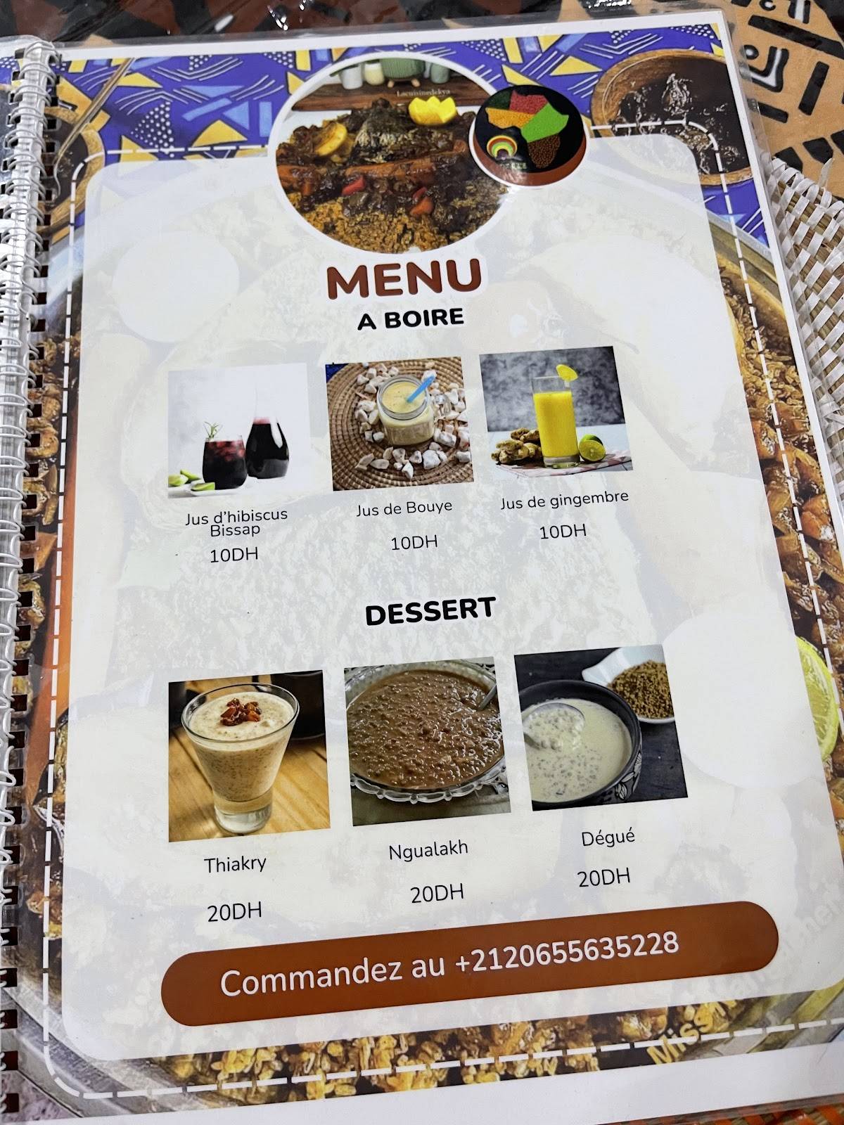 Menu at Jollof Rice Restaurant Africain, Rabat