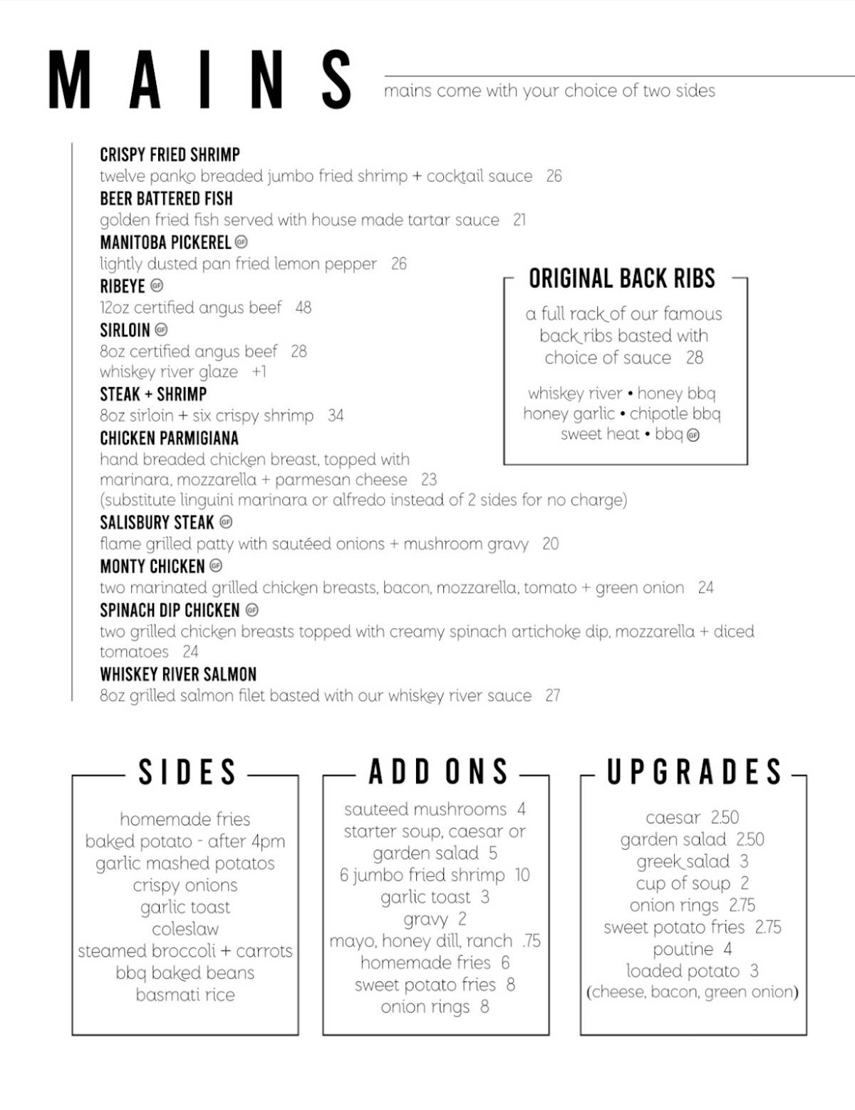 Menu at Jonesy's Restaurant + Lounge, Winnipeg