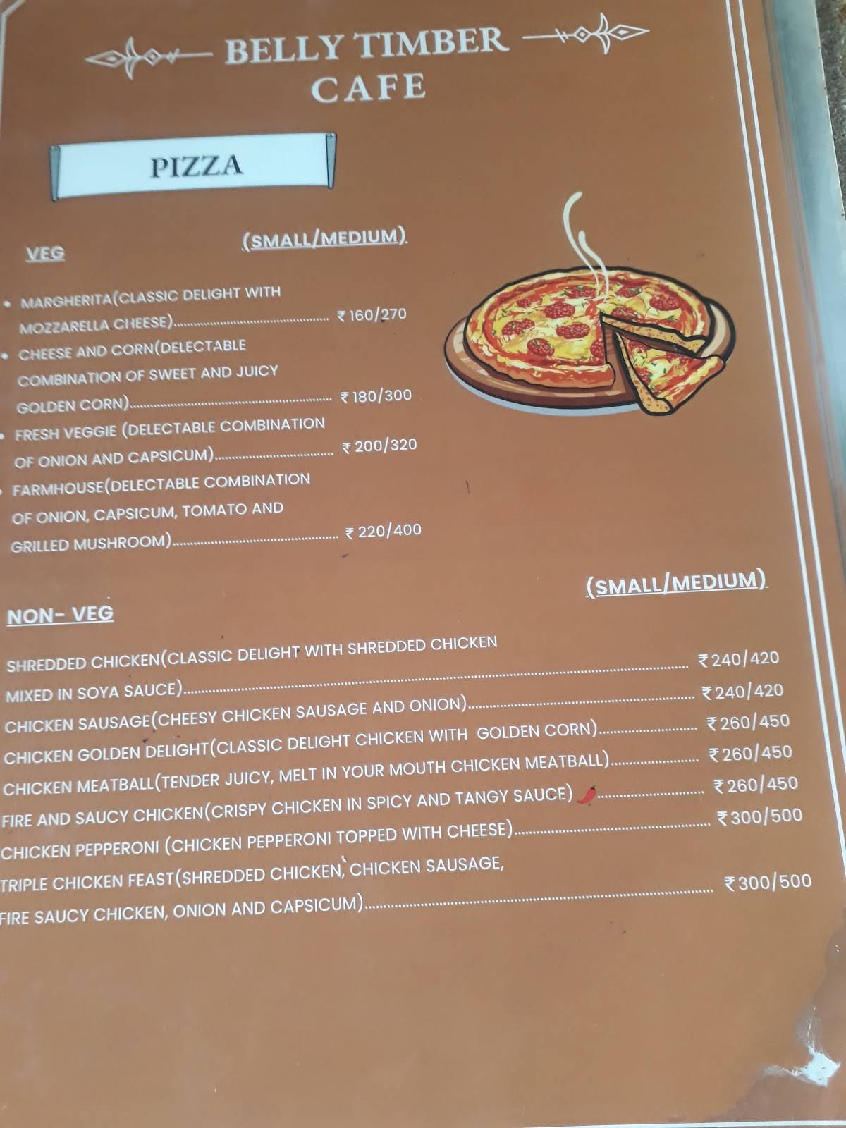 Menu at Belly Timber, Jowai