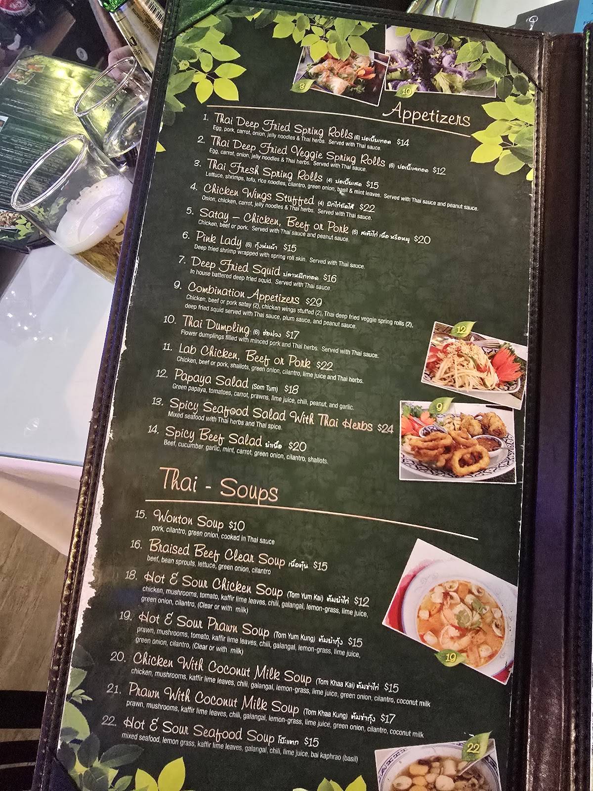 Menu at Jurees Thai Place Restaurant, Calgary