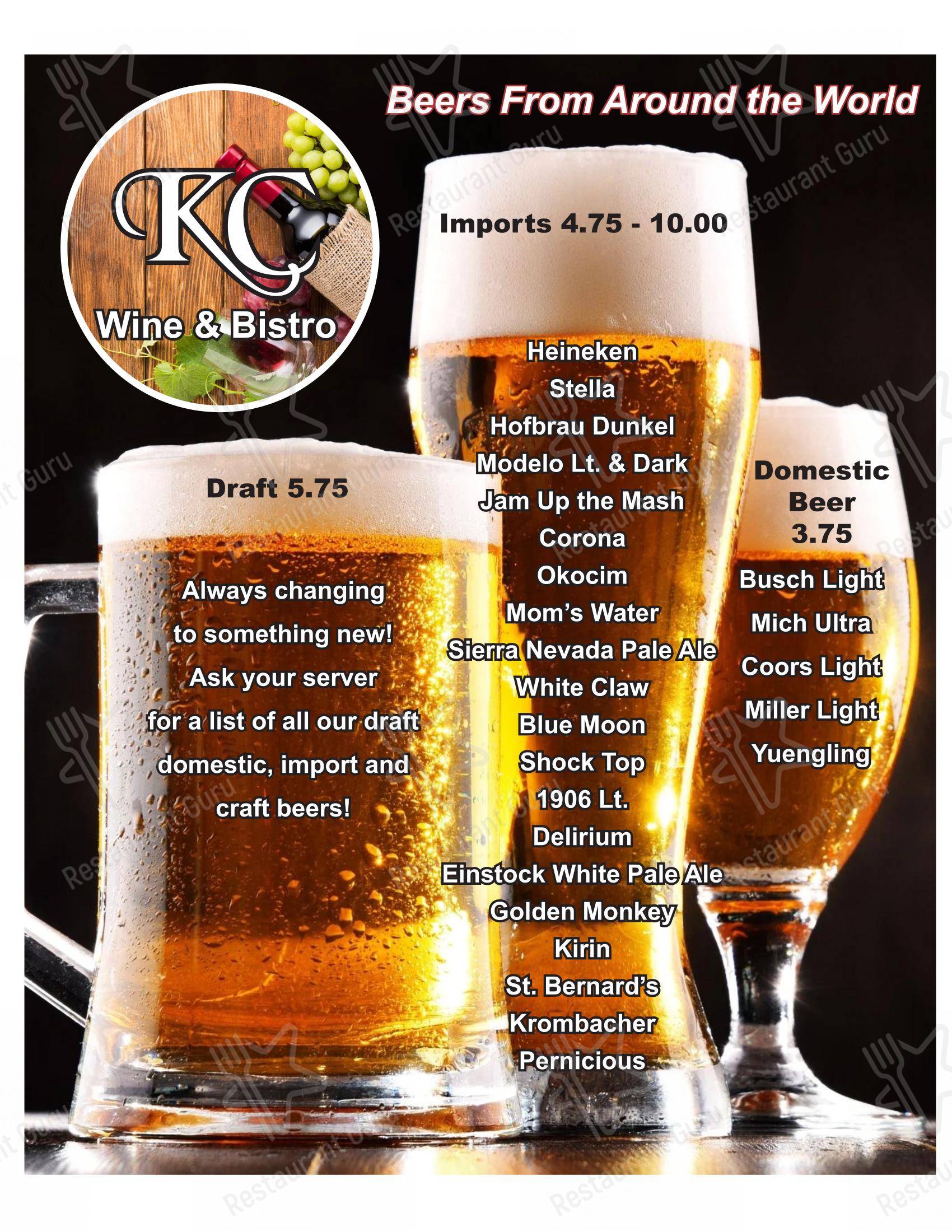Menu at KC Wine Bistro pub & bar, Crystal River, 564 N Citrus Ave