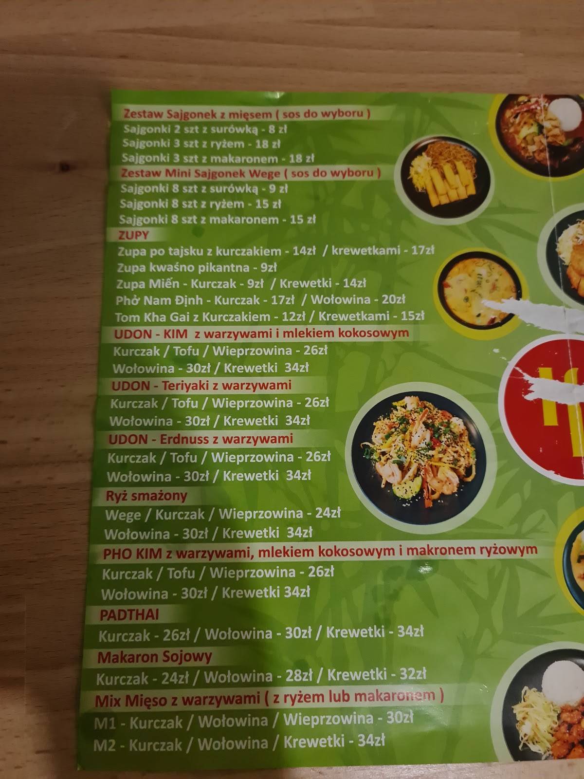 Menu at KIM PHO restaurant, Mielec