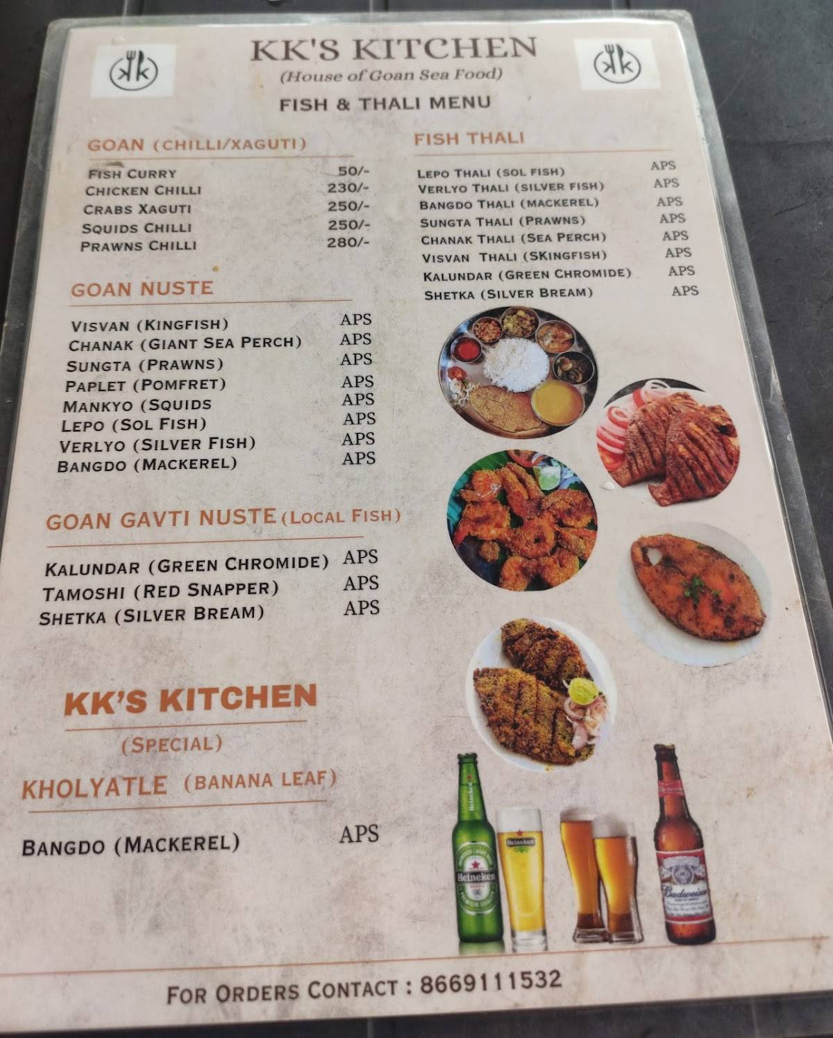 Menu at KK's Kitchen - Best Homemade Goan Fish Thali, Guirim