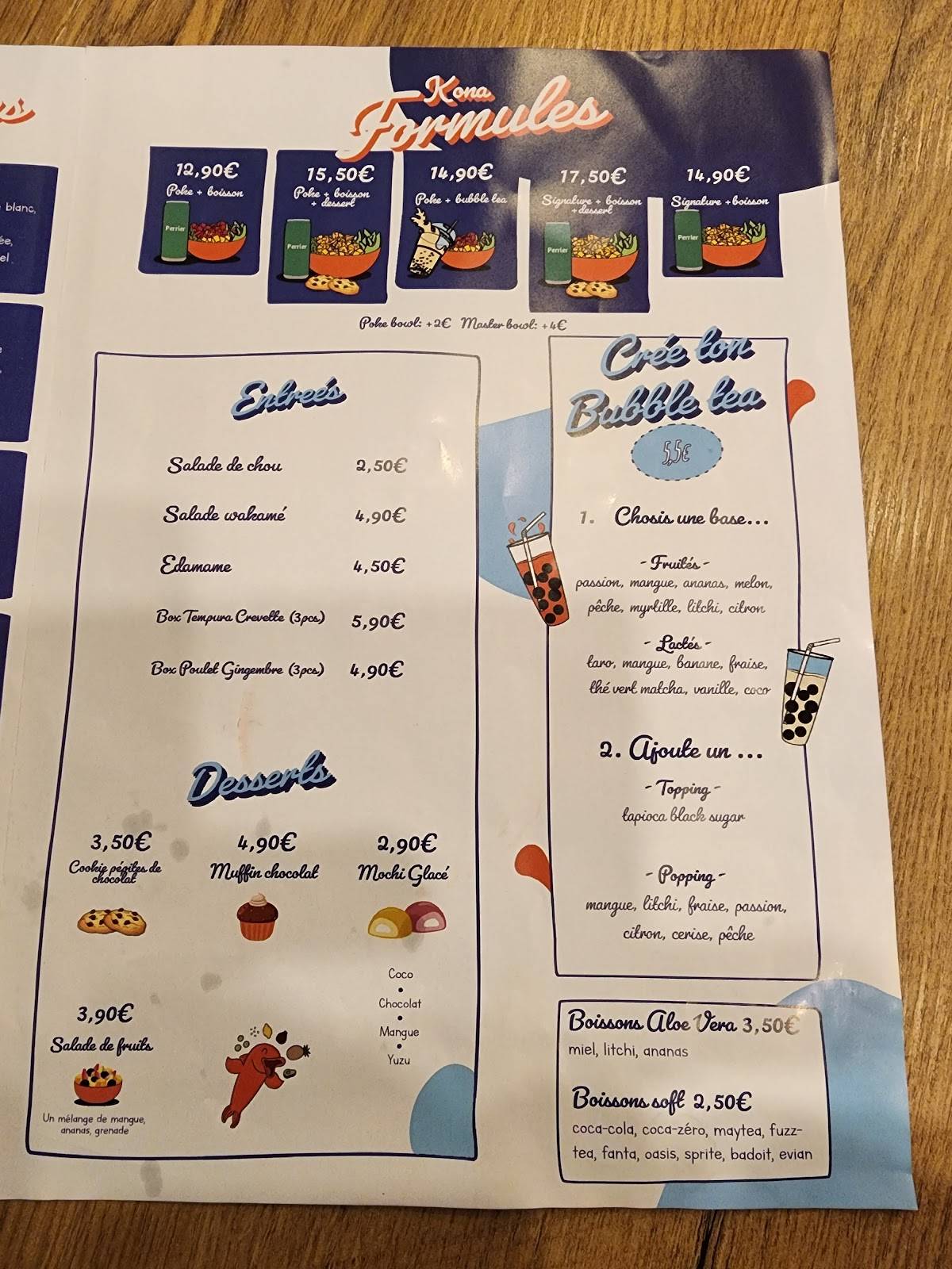 Menu au KONAPOKE - Poké Bowls & Bubble Tea restaurant, Paris