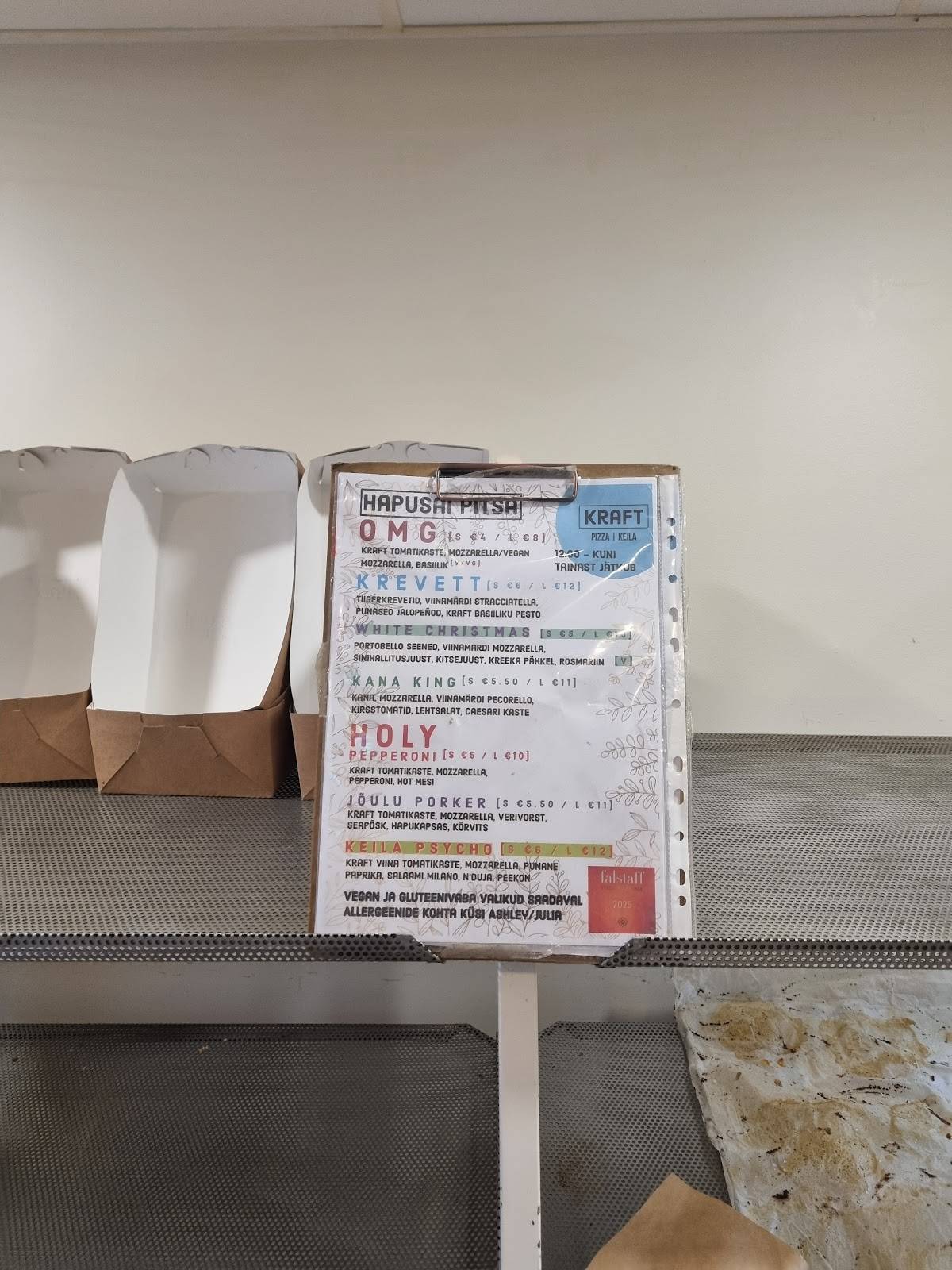 Menu au KRAFT mikropagar ja kohv. boulangerie, Keila